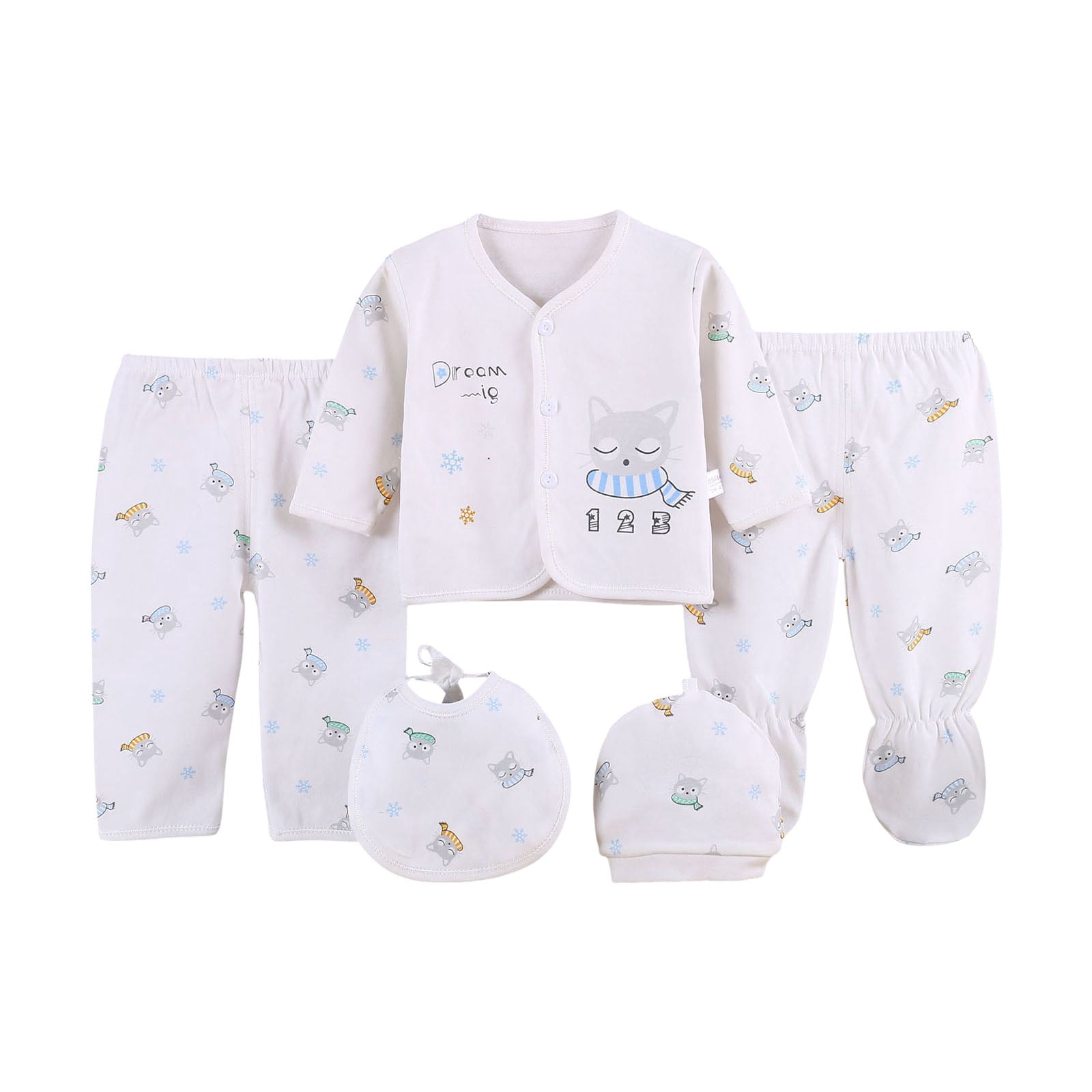 YDFCWX Baby Layette Gift Set 5PCS 0-3M Boys Girls Baby Cotton Clothes ...