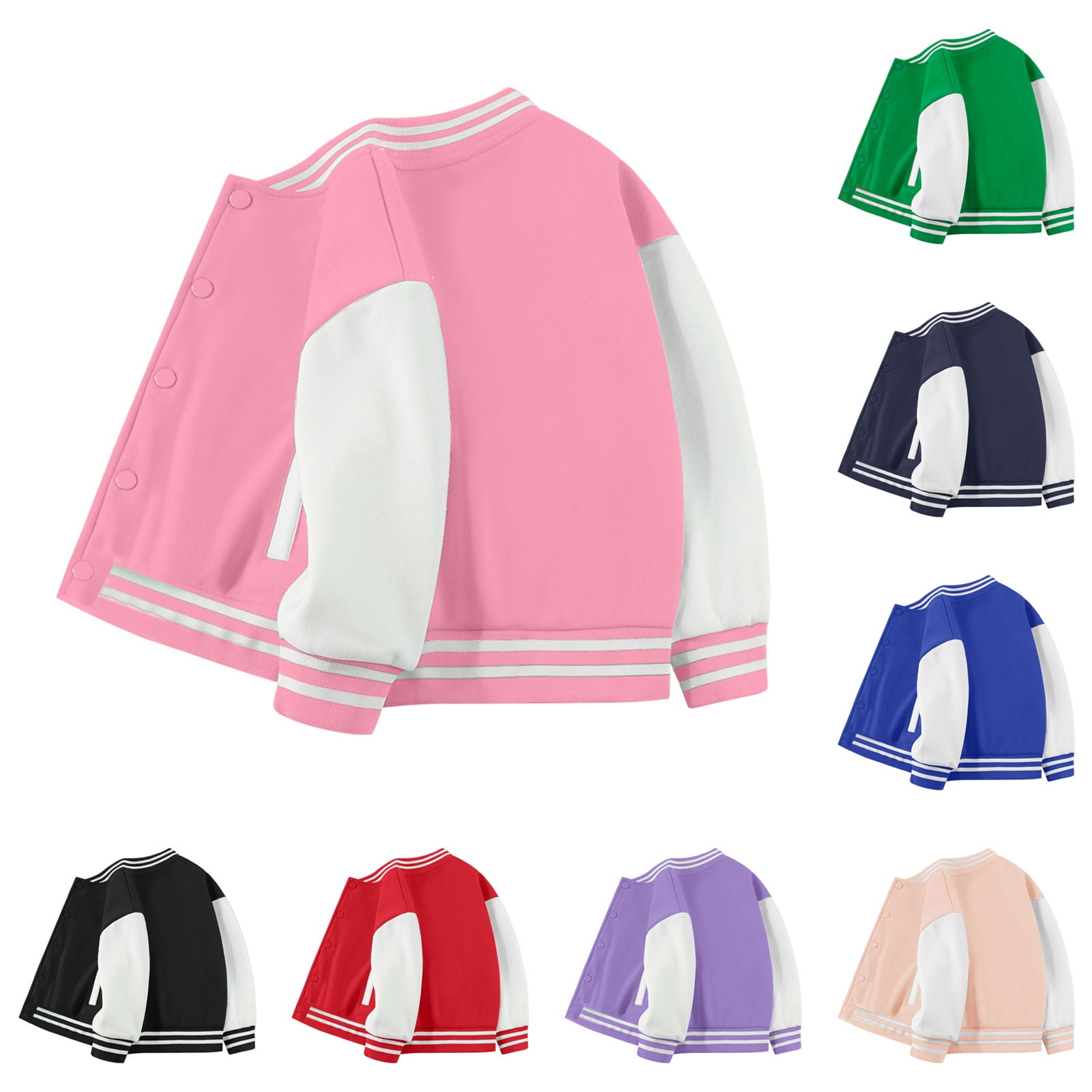 YDFCWX Kids Baseball Jacket Varsity Letterman Coat Fall Winter Fleece ...