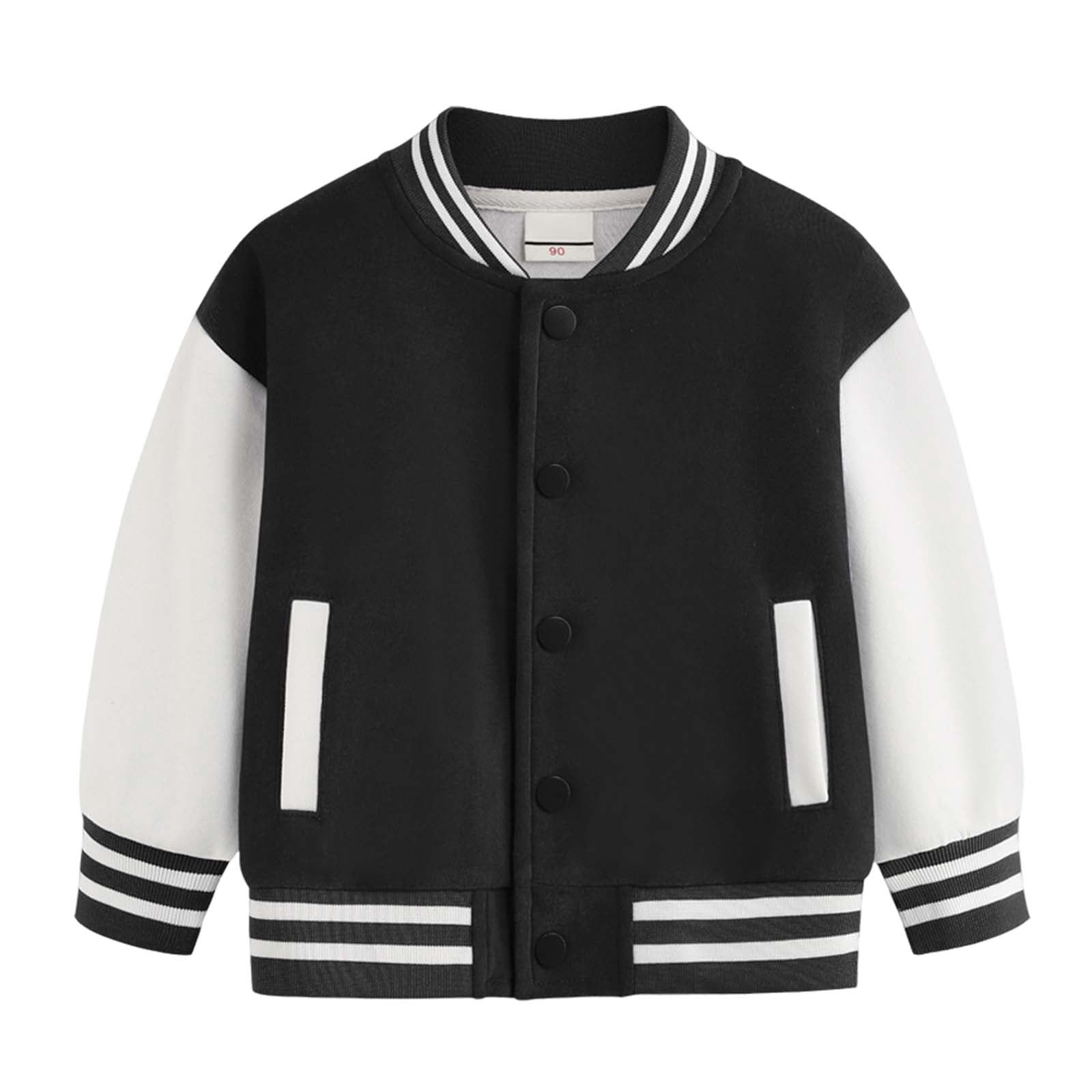 YDFCWX Kids Boys Girls Plain Jacket Varsity Baseball Retro Bomber Coats ...