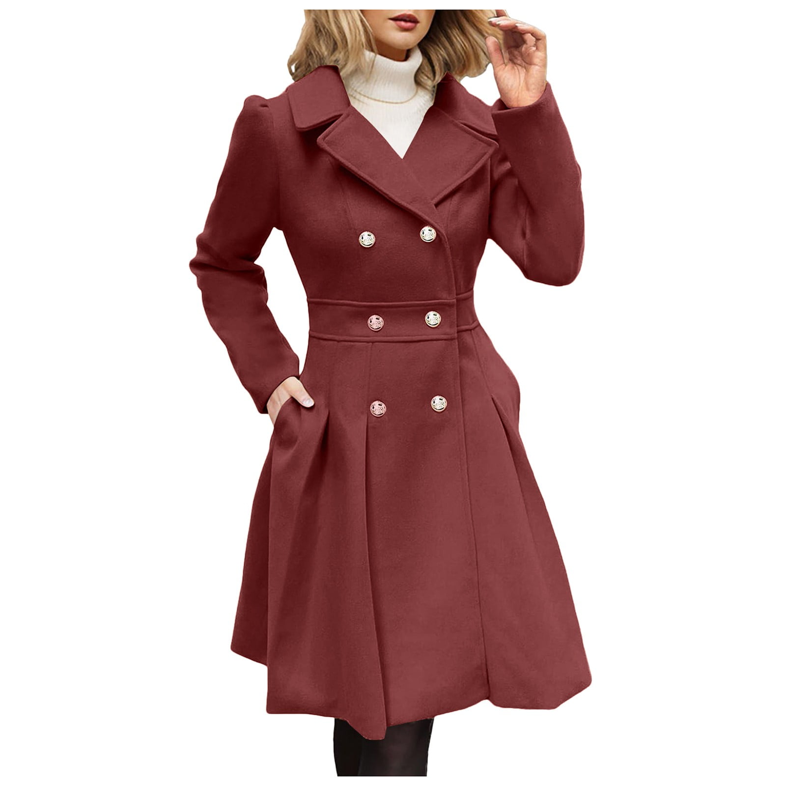 YDFCWXW 2025 Women's Fashion Trench Coat Notch Lapel Double Breasted ...