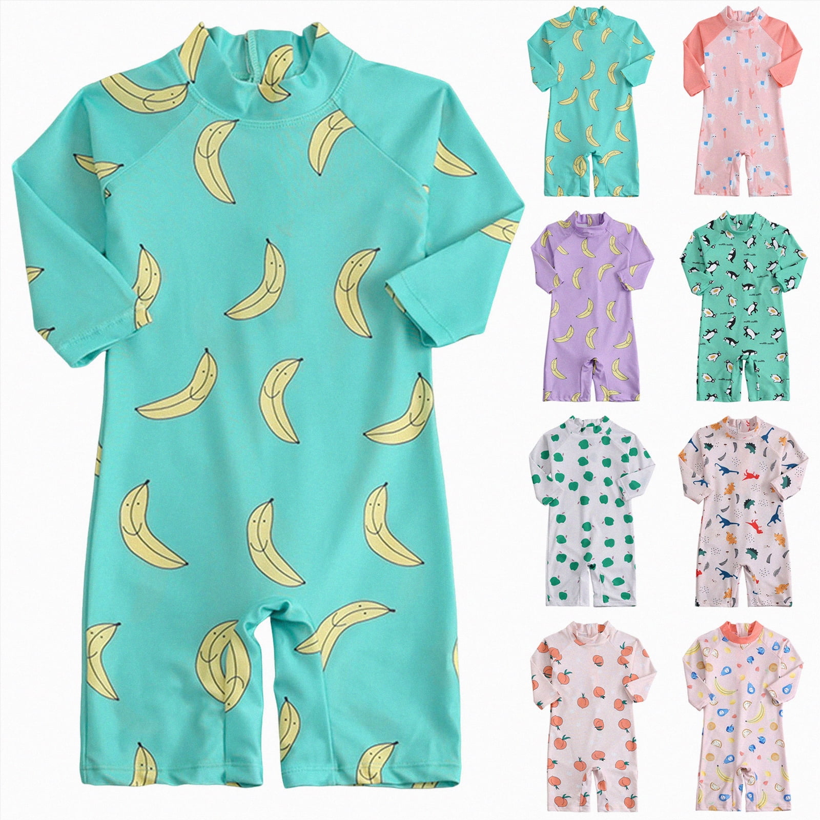 YDFCWXW Baby/Toddler Girls Swimsuit Rashguard Swimwear Long Sleeve One ...