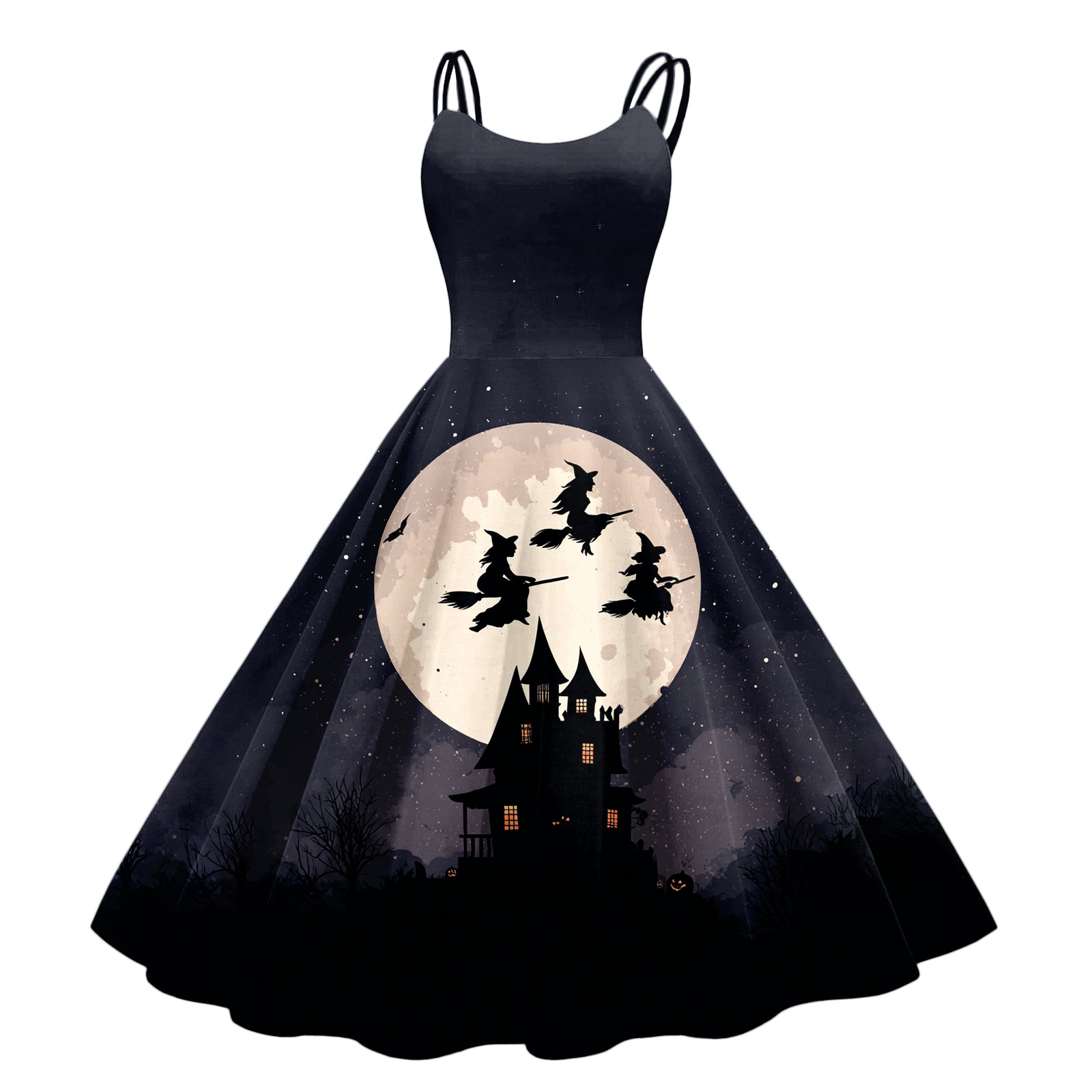YDFCWXW Halloween Dresses for Women 2025 Vintage Spaghetti Strap Scary ...