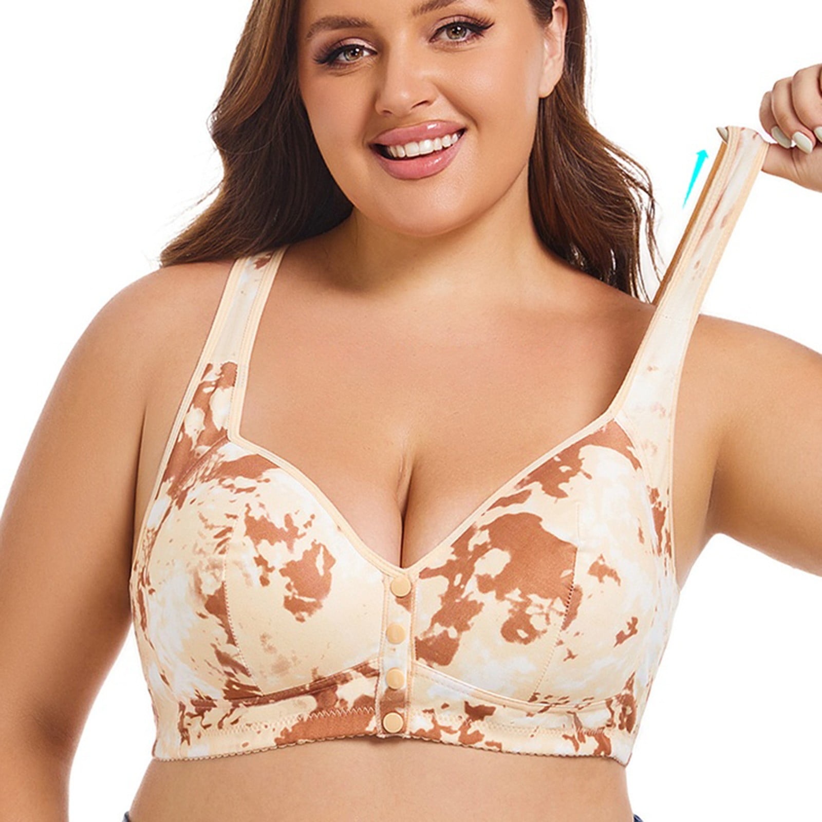 YDFCWXW Women's Full-Coverage T-Shirt Front-Closure Bra Comfort Wireless Bra Silky Smoothing ...