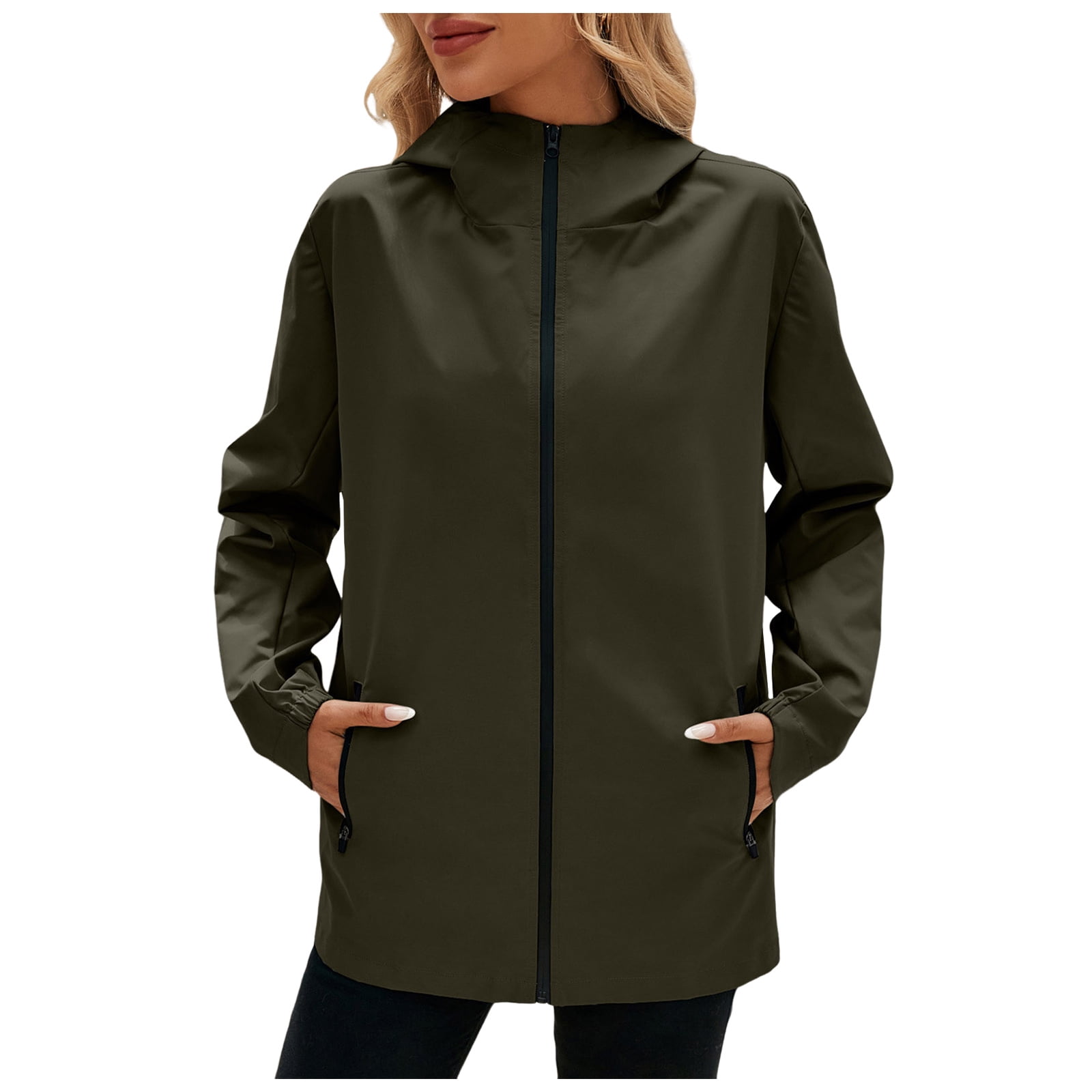 YDFCWXW Women's Long Packable Raincoat Waterproof Rain Jacket ...
