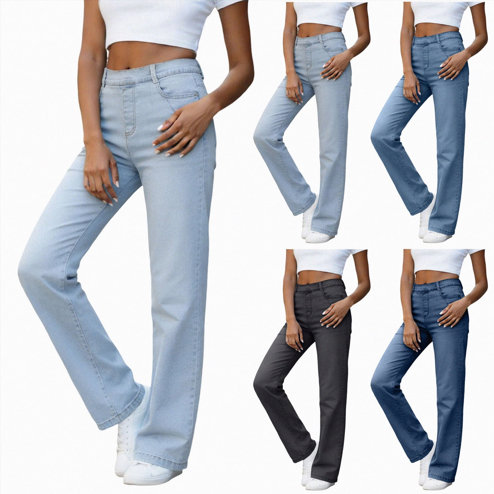 YDFCWXW Womens Jeans High Waisted Straight Leg Loose Stretchy ...