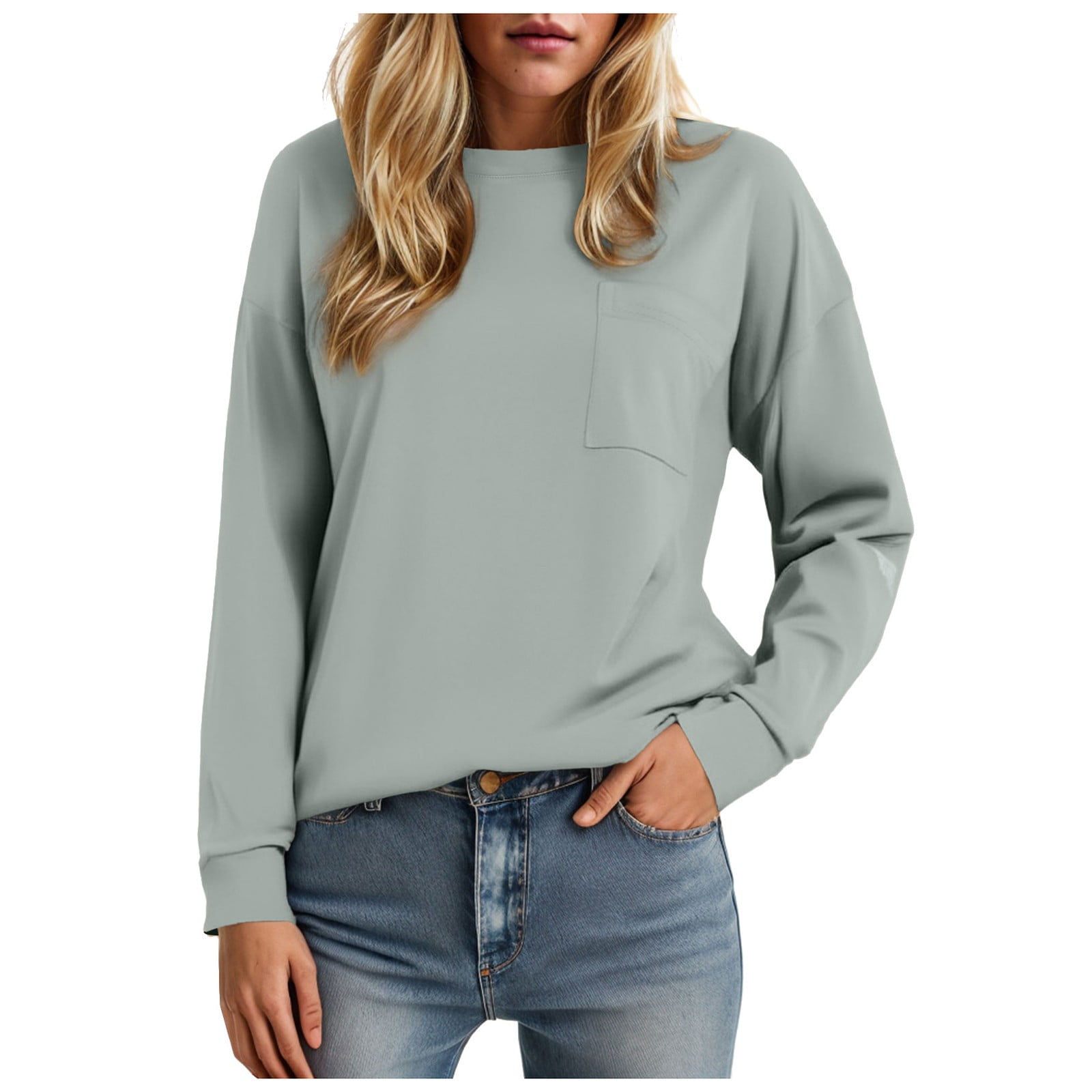 YDFCWXW Womens Long Sleeve Tops Loose Fit Fall Cute Thick Sweatshirts ...