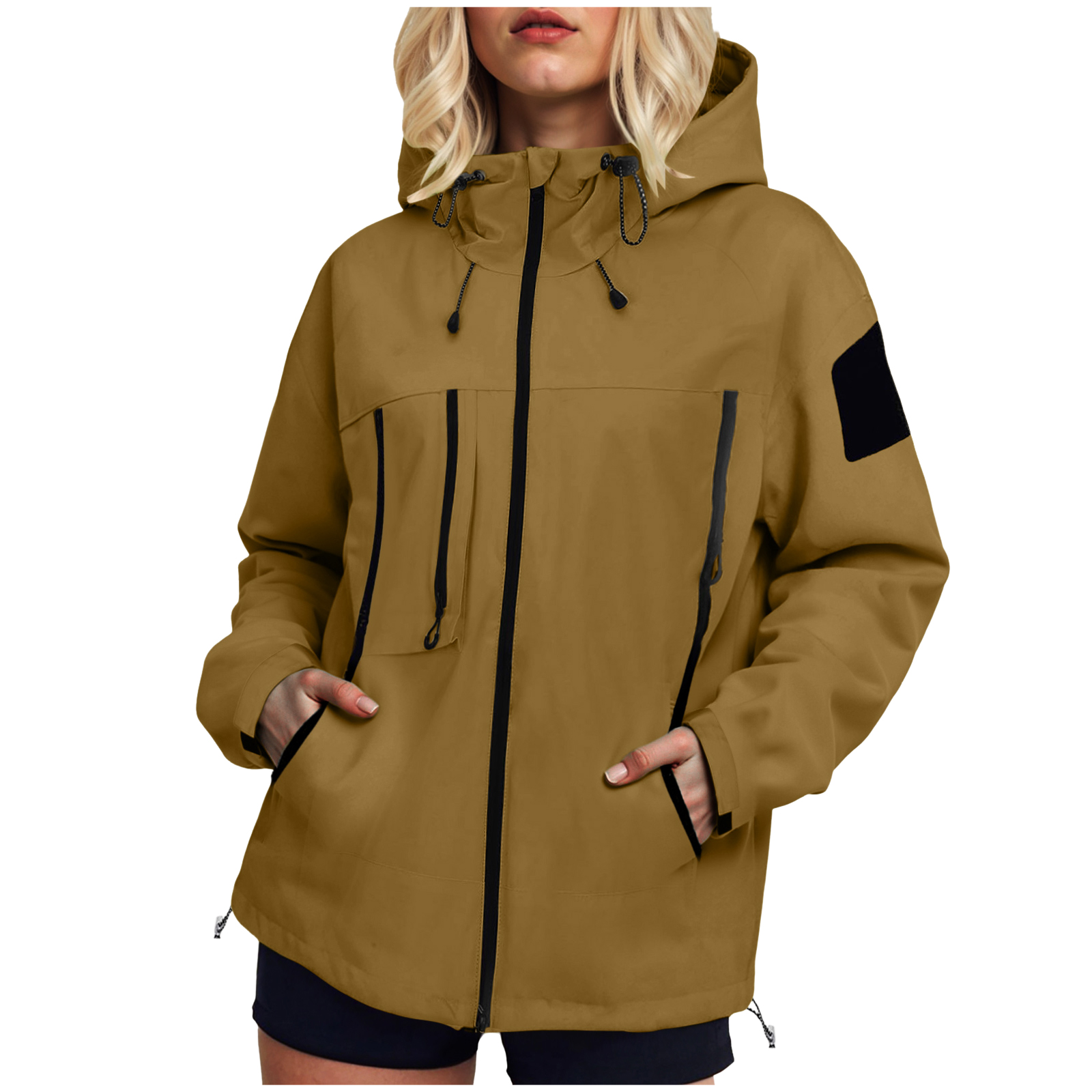 YDFCWXW Womens Rain Jacket With Hood, Loose Fit Lightweight Plus Size ...