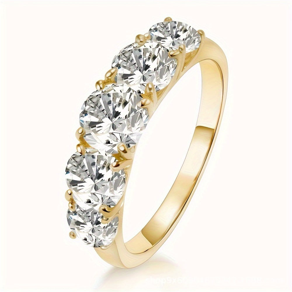 YDKJELLEY 5 Stone Moissanite Ring 1.2cttw Round Lab Created Diamond 14K ...