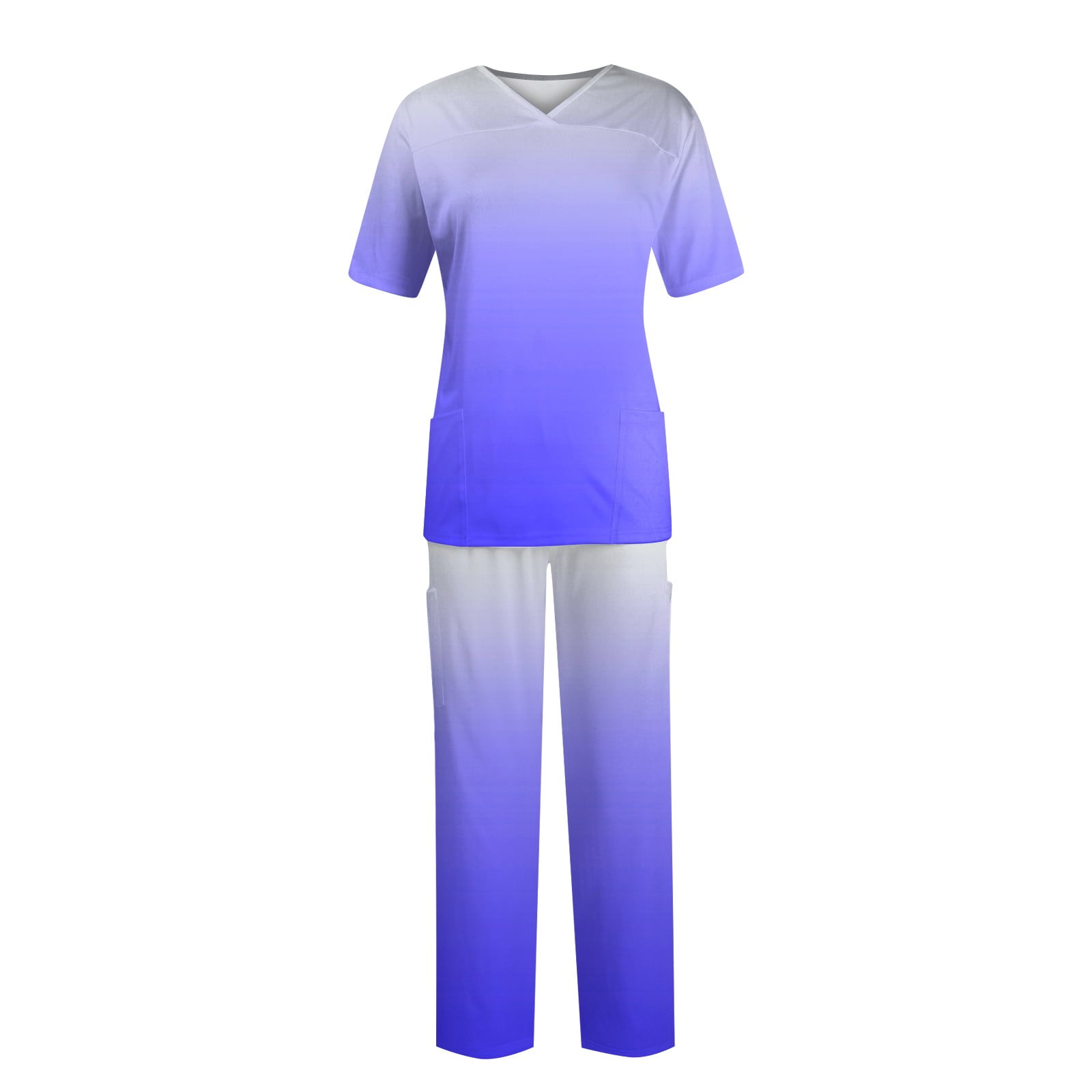 YDKZYMD Ceil Scrubs for Women Set 2XL Royal Blue V Neck Short Sleeve ...