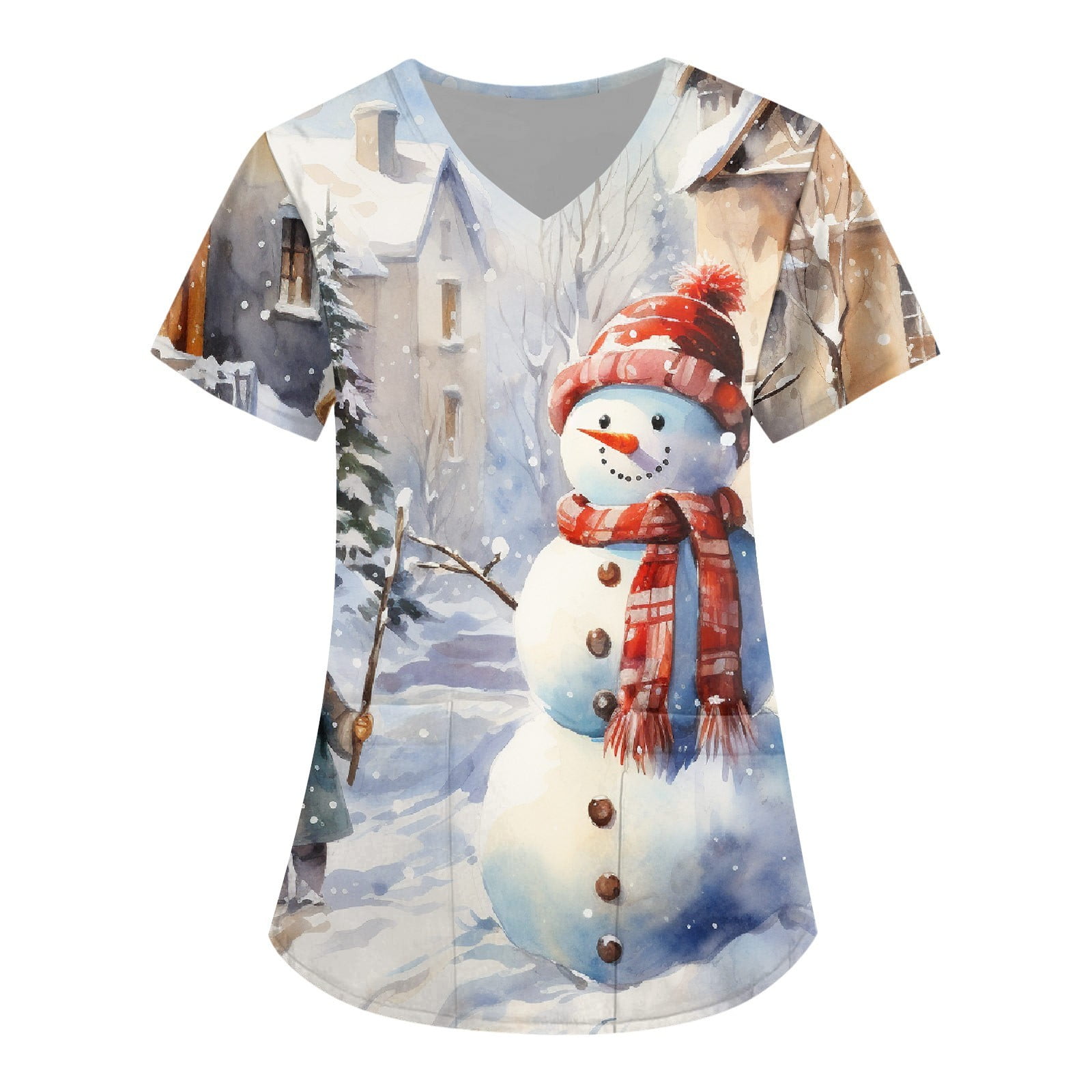 Ydkzymd Christmas Scrubs In Women Plus Happy Holiday Short Sleeve Xmas