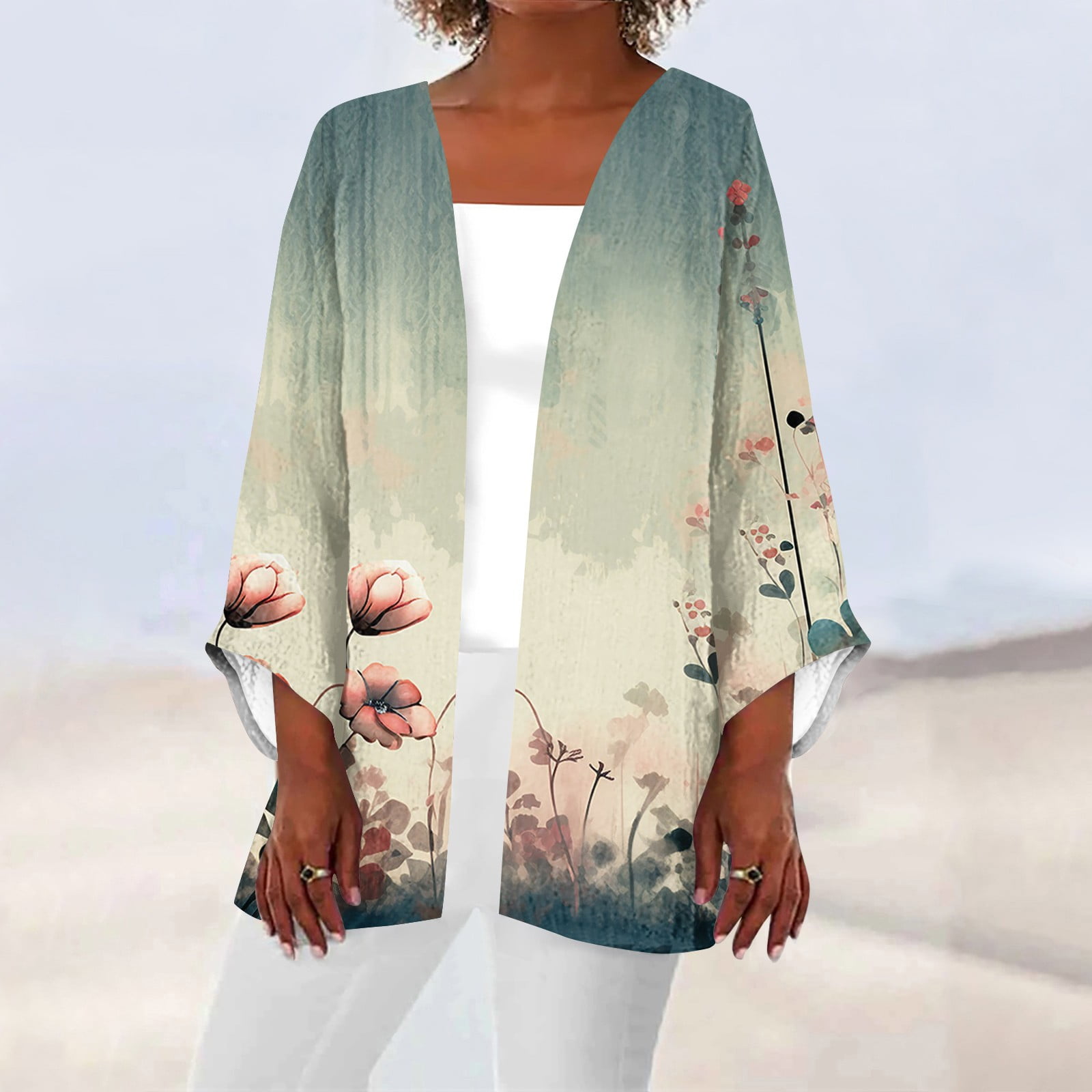 YDKZYMD Crochet Cardigans for Women Floral Long Sleeve Casual 2024 ...