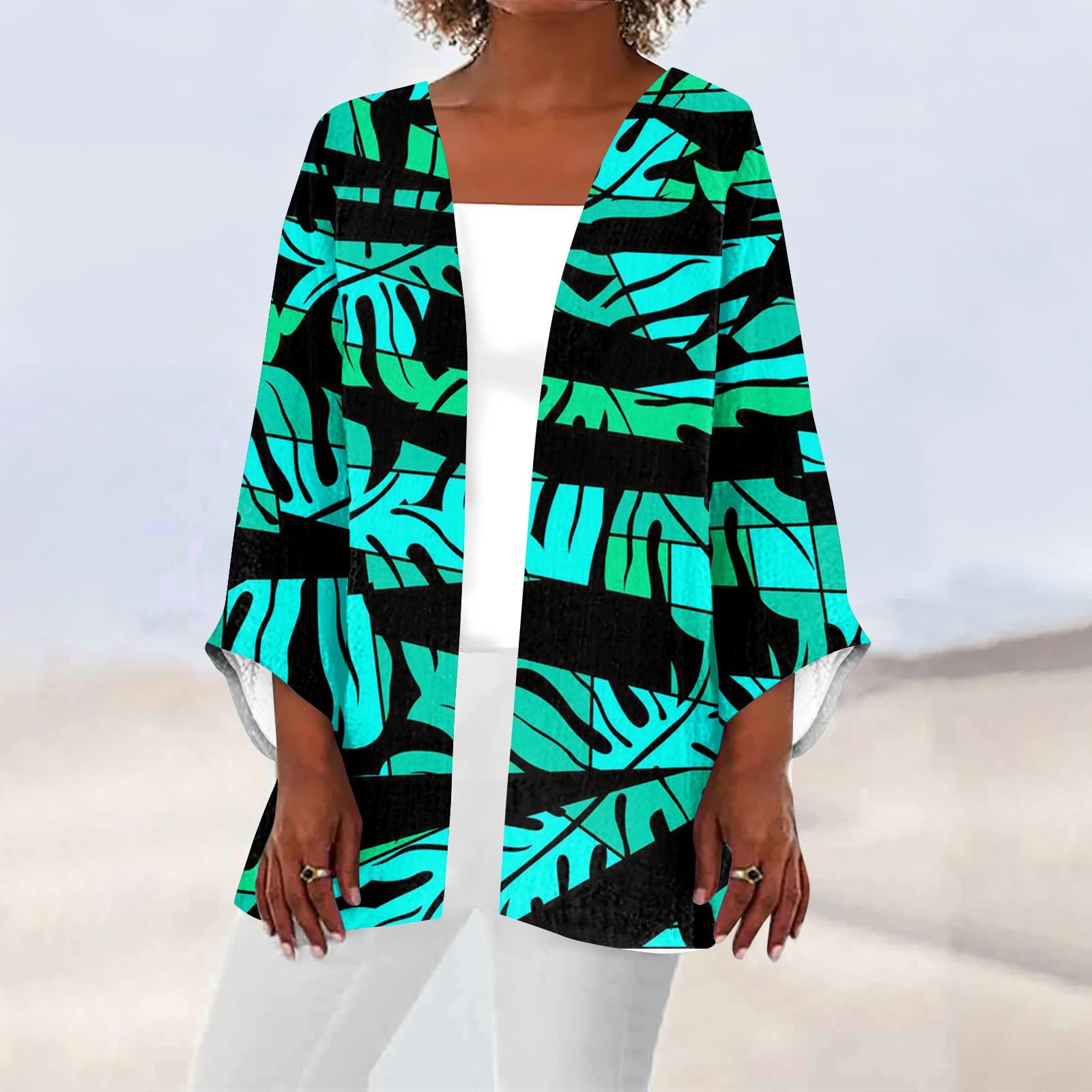 YDKZYMD Cute Cardigans for Women Hawaiian Tropical Palm Long Sleeve ...