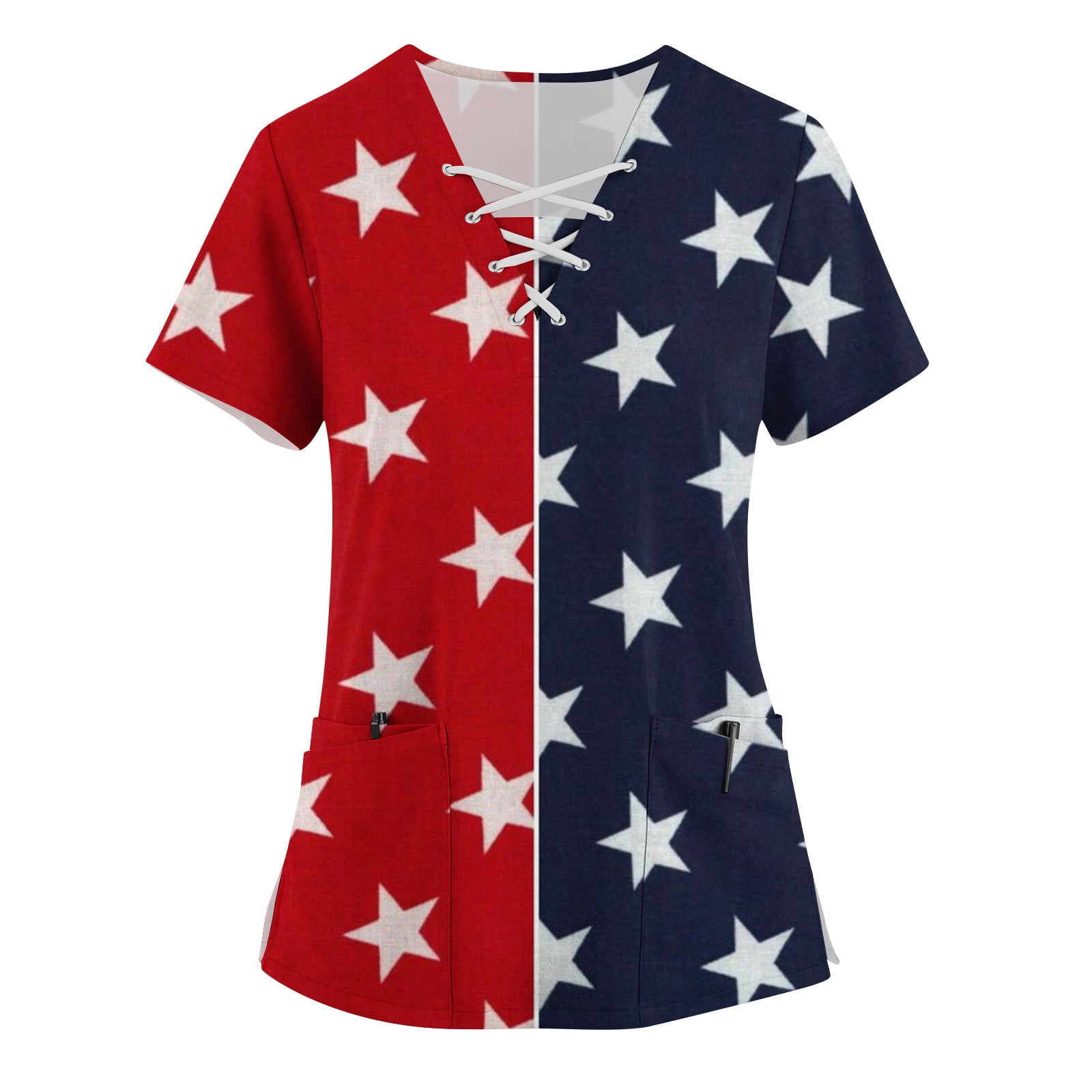 Ydkzymd Flag Freedom Patriotic Stars Stripes Scrubs For Women Medium Independence Day 4th Of