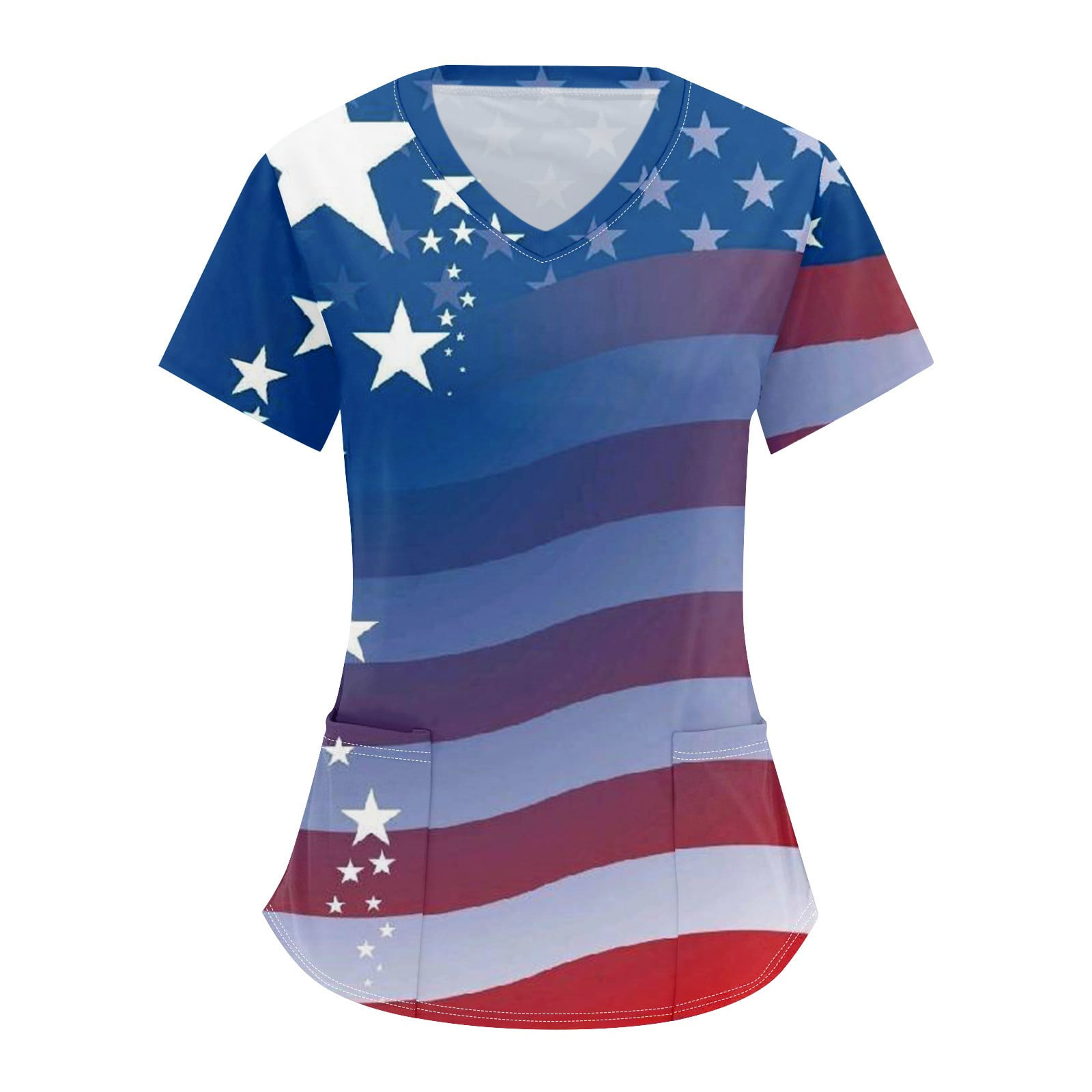 Ydkzymd Fourth Of July Printed Scrubs For Women Plus Size Flag Freedom Patriotic Independence