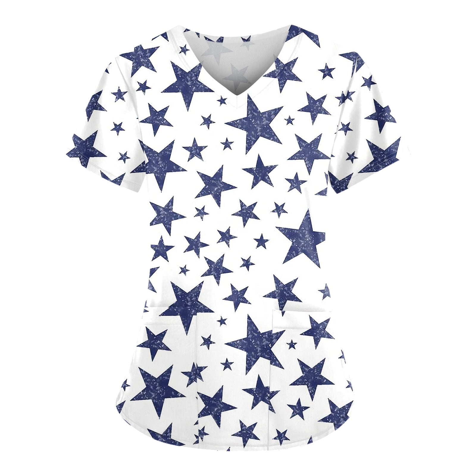 YDKZYMD Fourth Of July Womens Cute Scrub Tops Flag Freedom Patriotic ...