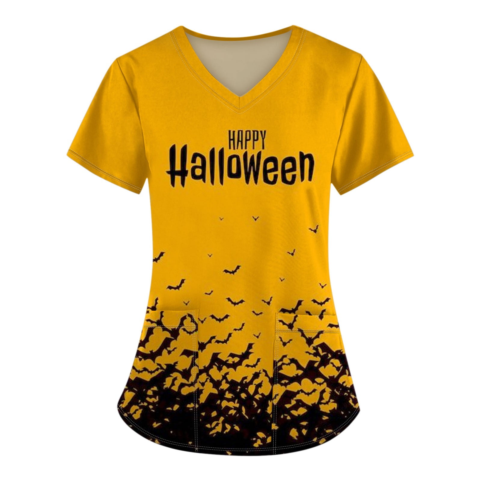 Ydkzymd Halloween Scrubs For Women Plus Size Holiday Graphic Scrubs For Women Top And Down V