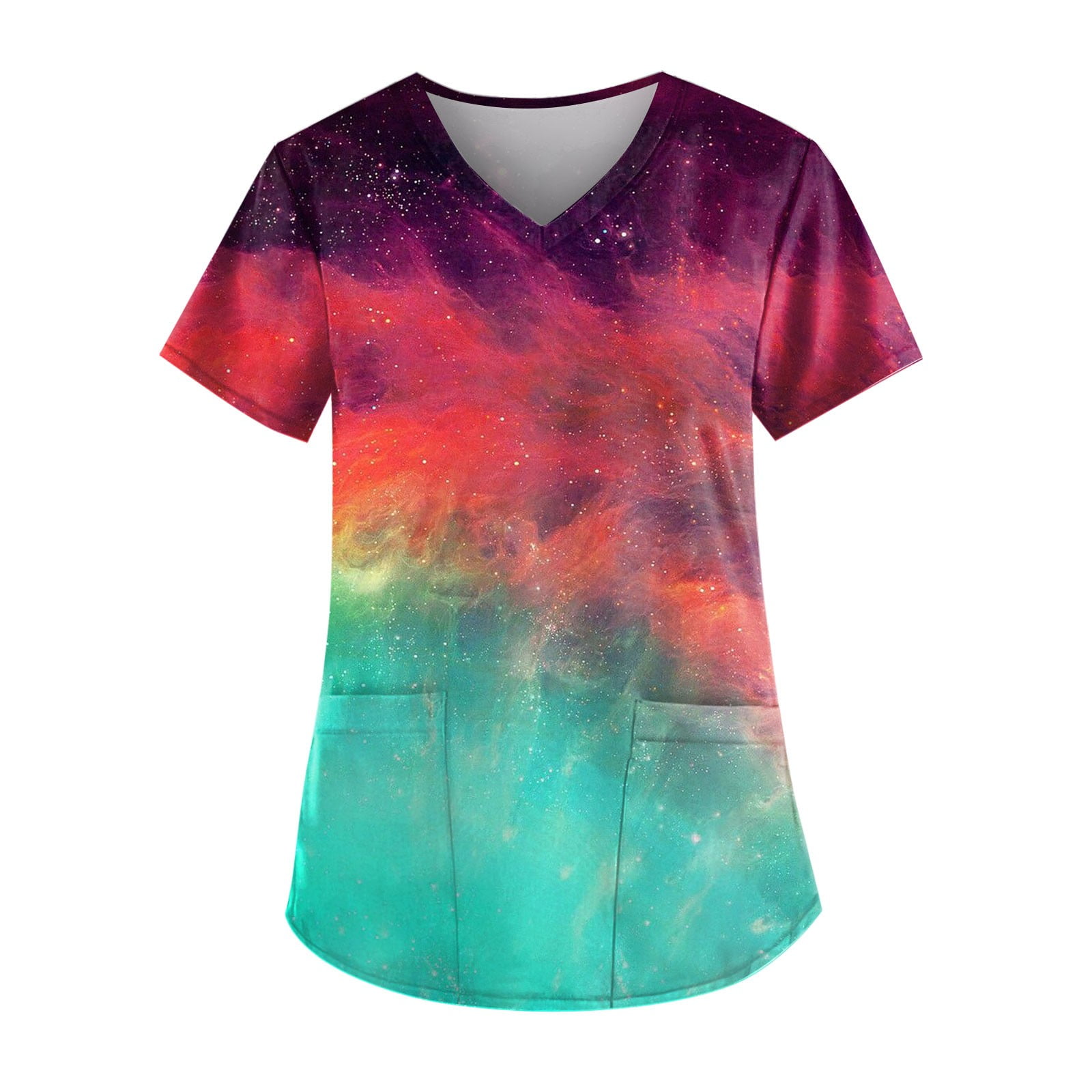 YDKZYMD Jogger Scrub Tops for Women Sets Plus Size Nebula Tit Dye Nurse ...
