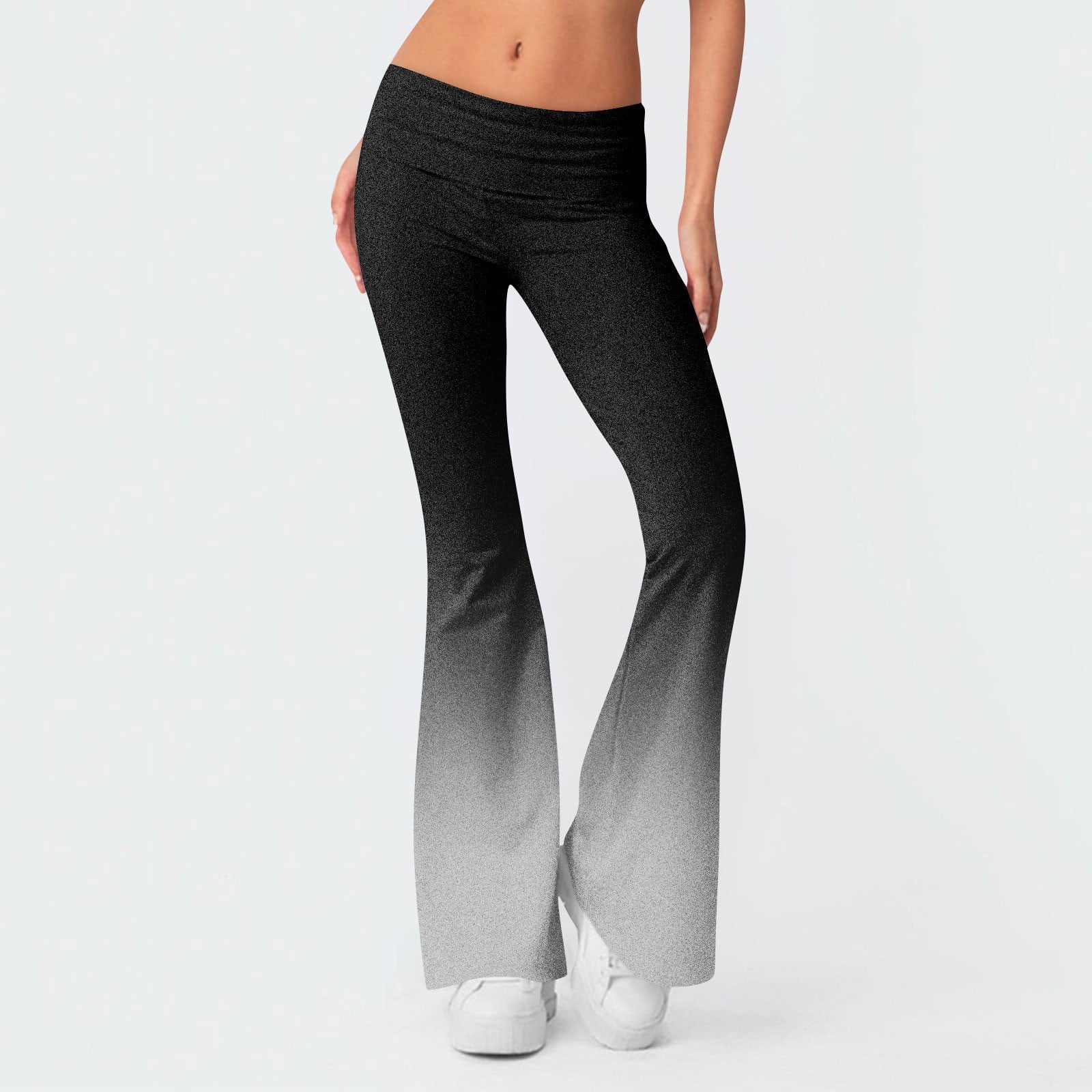 Ydkzymd Long Flare Leggings Fold Over For Women Yoga Butt Lifting Tummy