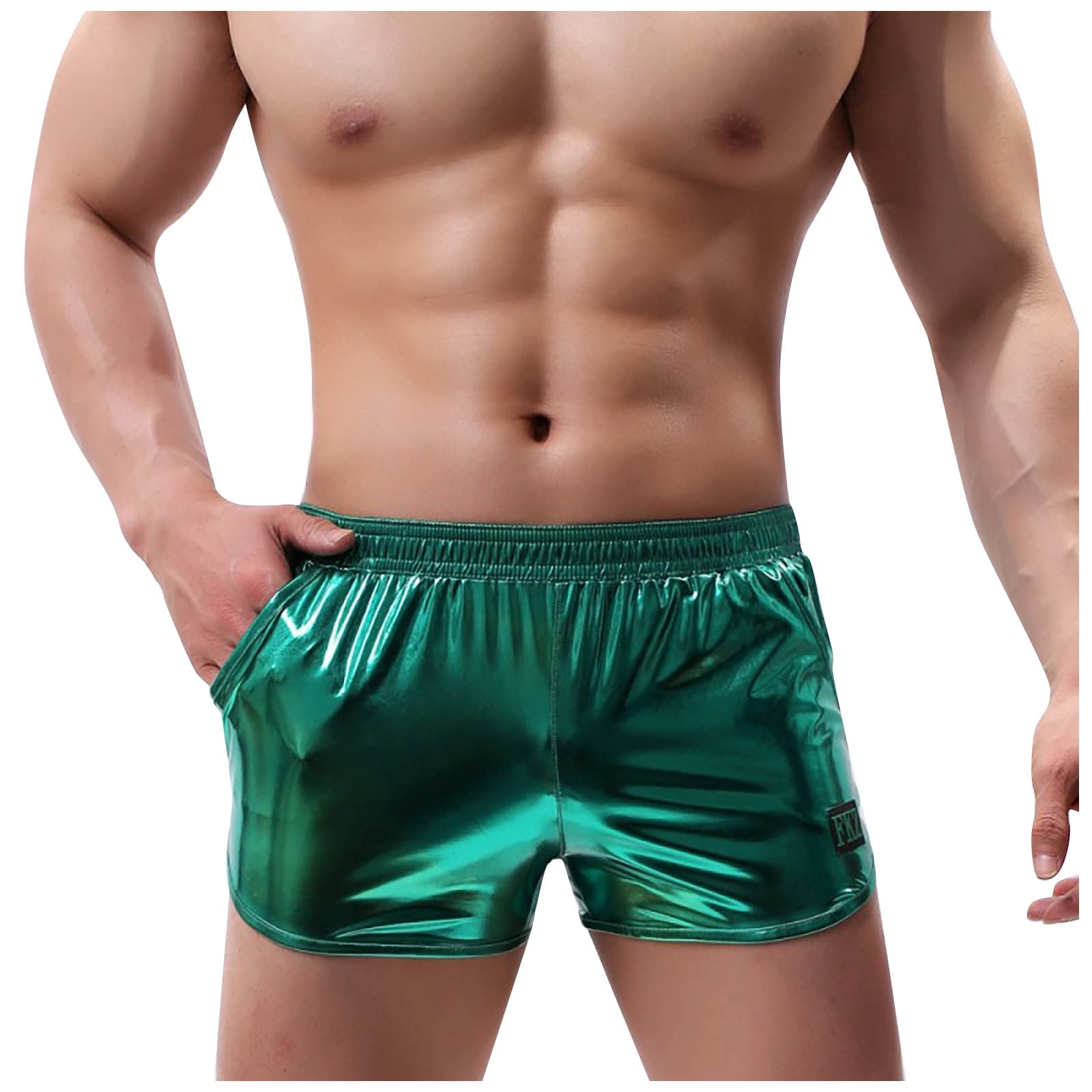 Ydkzymd Men Holographic Shiny Metallic Swim Boxer Briefs Trunks Shorts