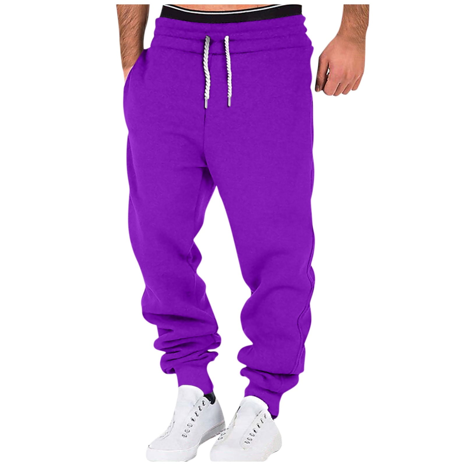 YDKZYMD Men's Heavy Fleece Cargo Sweatpants Drawstring Cinch Bottom ...