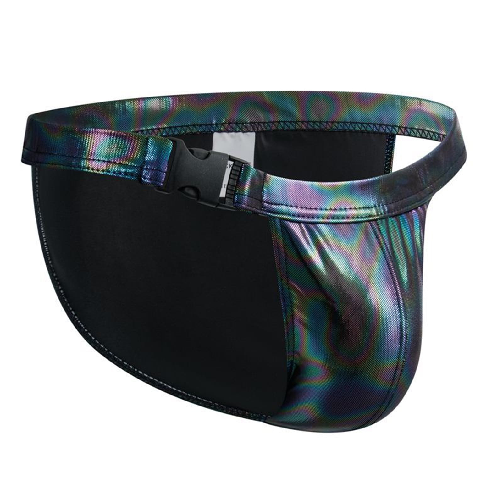 Ydkzymd Mens Swim Thongs Mens Swim Bikini Briefs Shiny Metallic Thong G String Underwear Black L