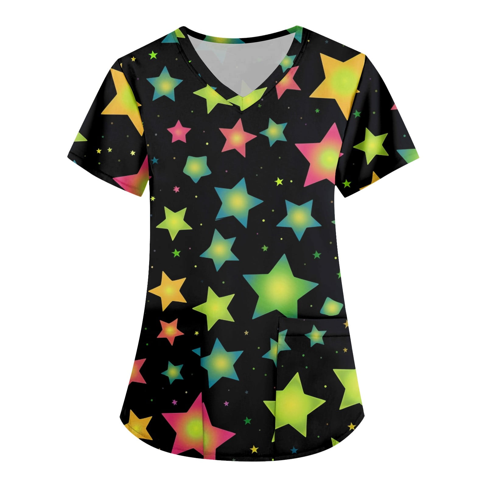 YDKZYMD Nurse Scrub Tops Sets for Women Cartoon Star Printed Petite ...