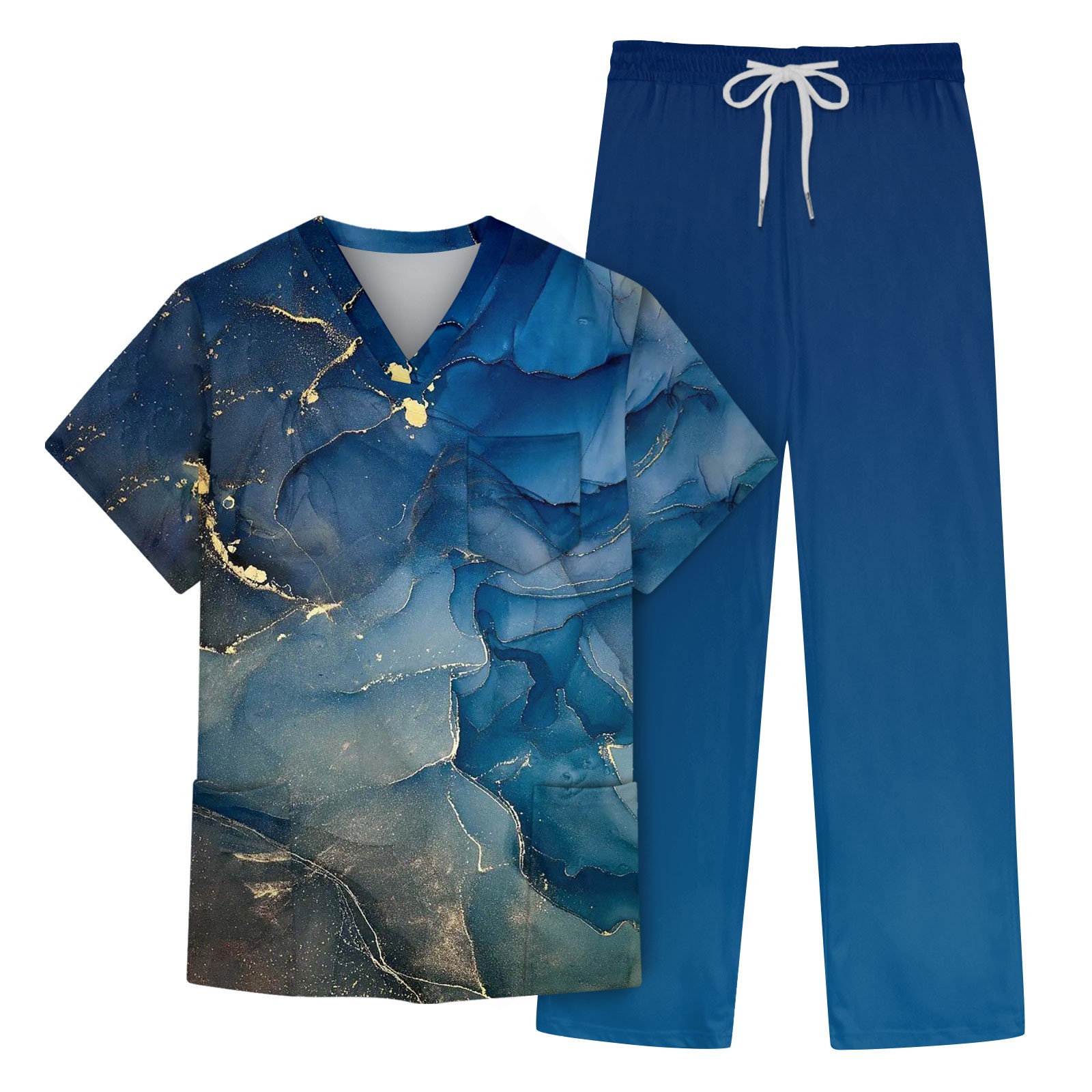 YDKZYMD Scrub Sets for Men Tie Dye Marble Medical Tie Dye Printed 2 ...