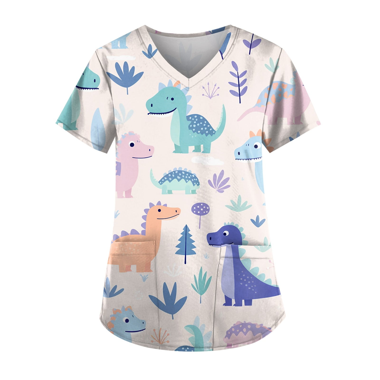 YDKZYMD Scrub Tops Uniforms for Women Set Jogger Dinosaur Petite Short ...