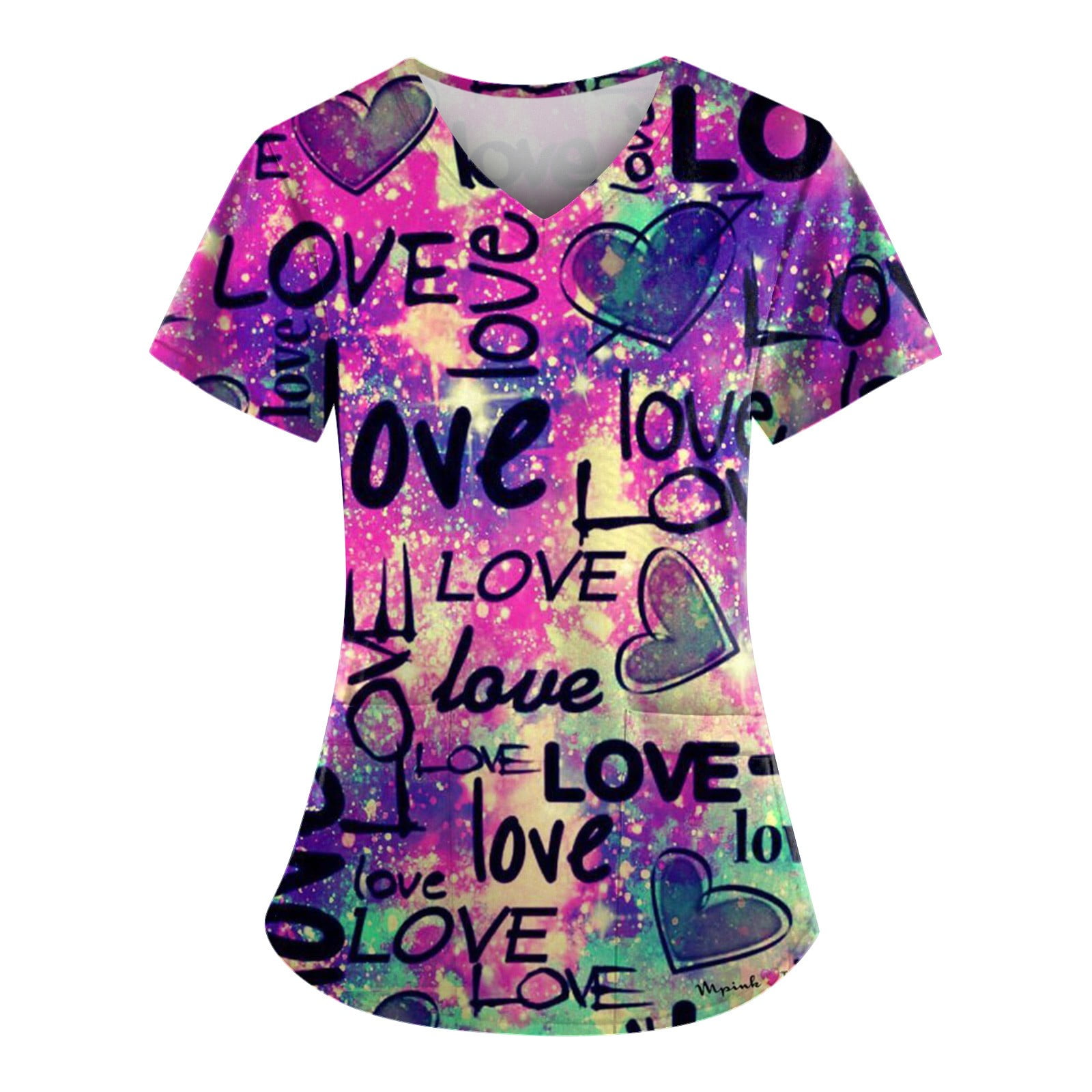 YDKZYMD Scrub Tops Uniforms for Women Sets Set Love Heart Character ...
