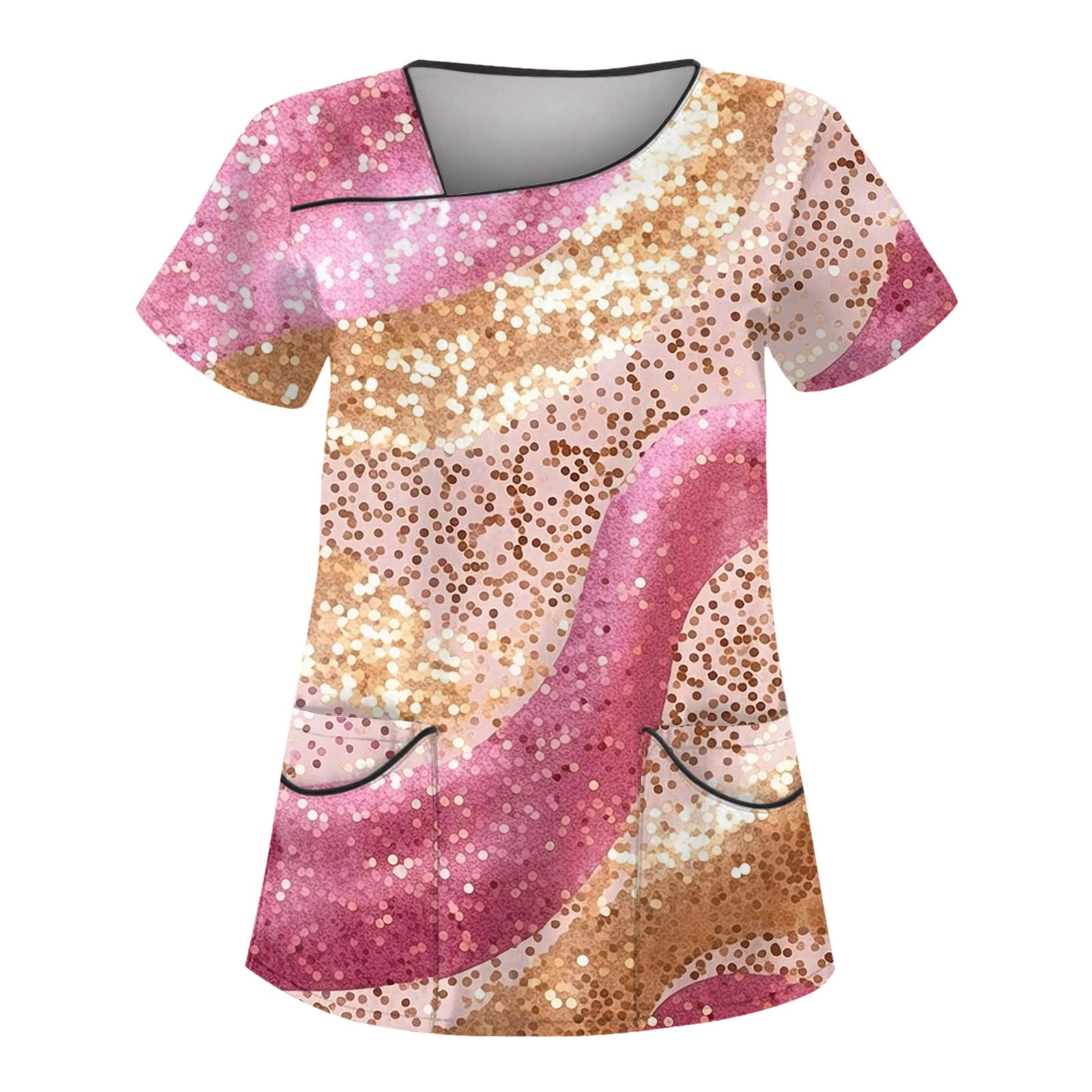 Ydkzymd Scrub Tops Uniforms For Women Tie Dye Marble Plus Size Short