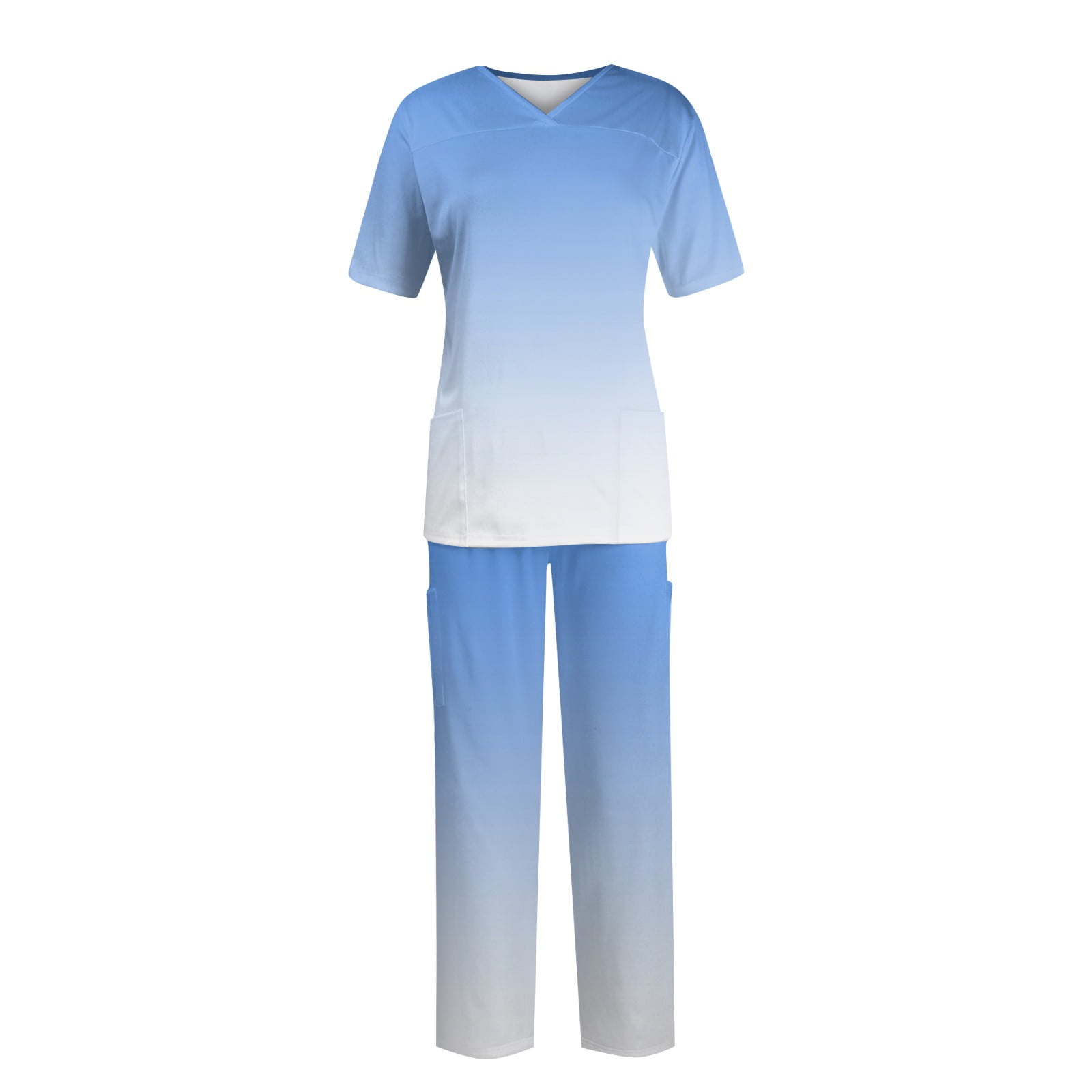 YDKZYMD Scrubs Set for Women Low Prices Sky Blue L Tie Dye with Pockets ...
