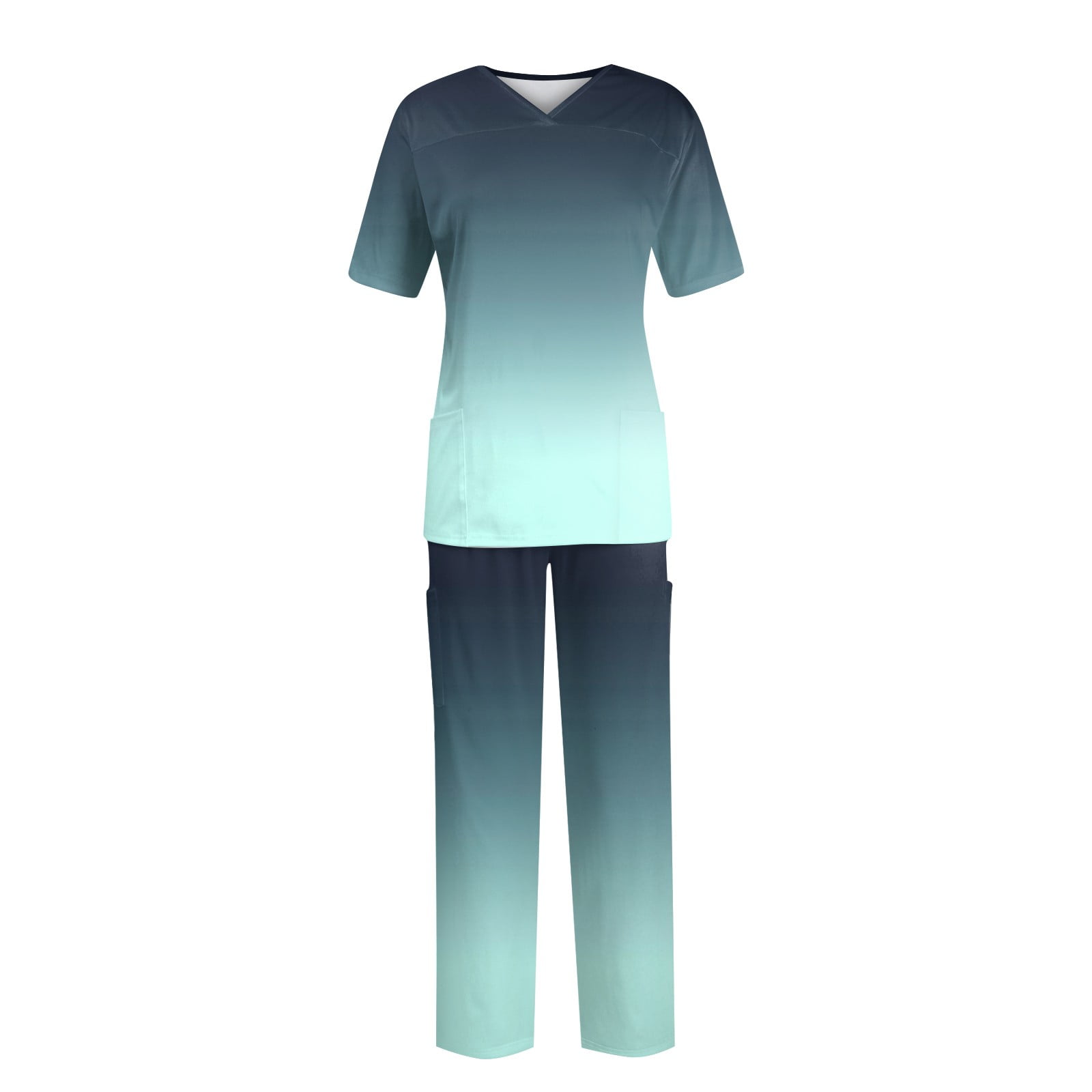 YDKZYMD Scrubs Sets for Women Cyan S with Pockets Jogger Scrub Set ...