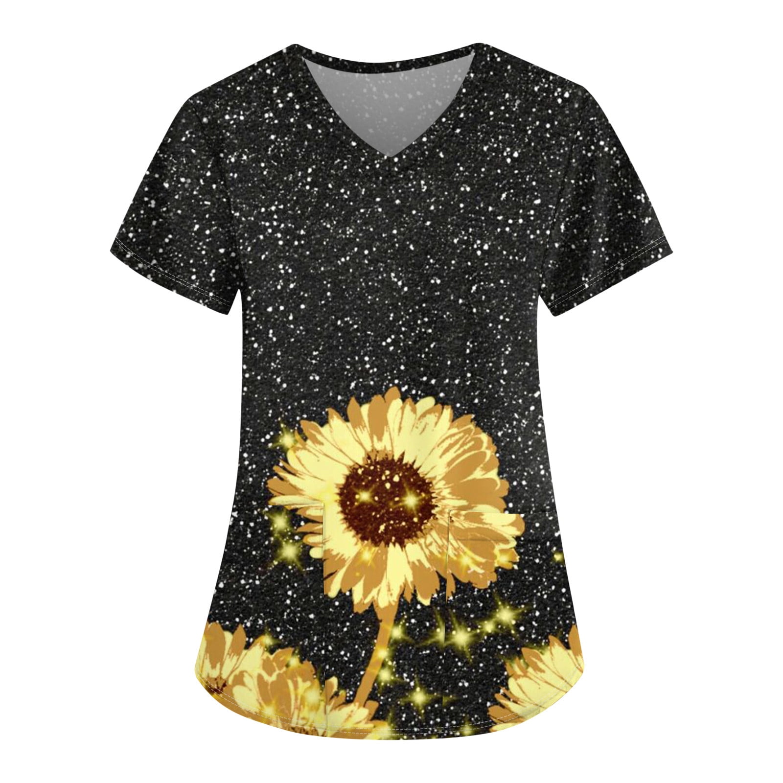 YDKZYMD Scrubs Sets for Women Plus Size Sunflower Plus Size Nurse ...