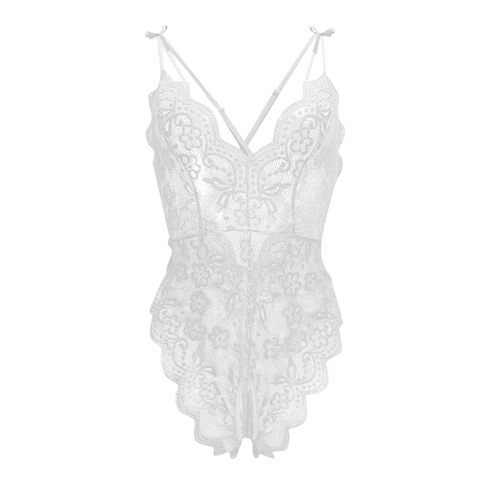 Ydkzymd Women One Piece Lingerie Deep V Teddy Sexy Lace Bodysuit With