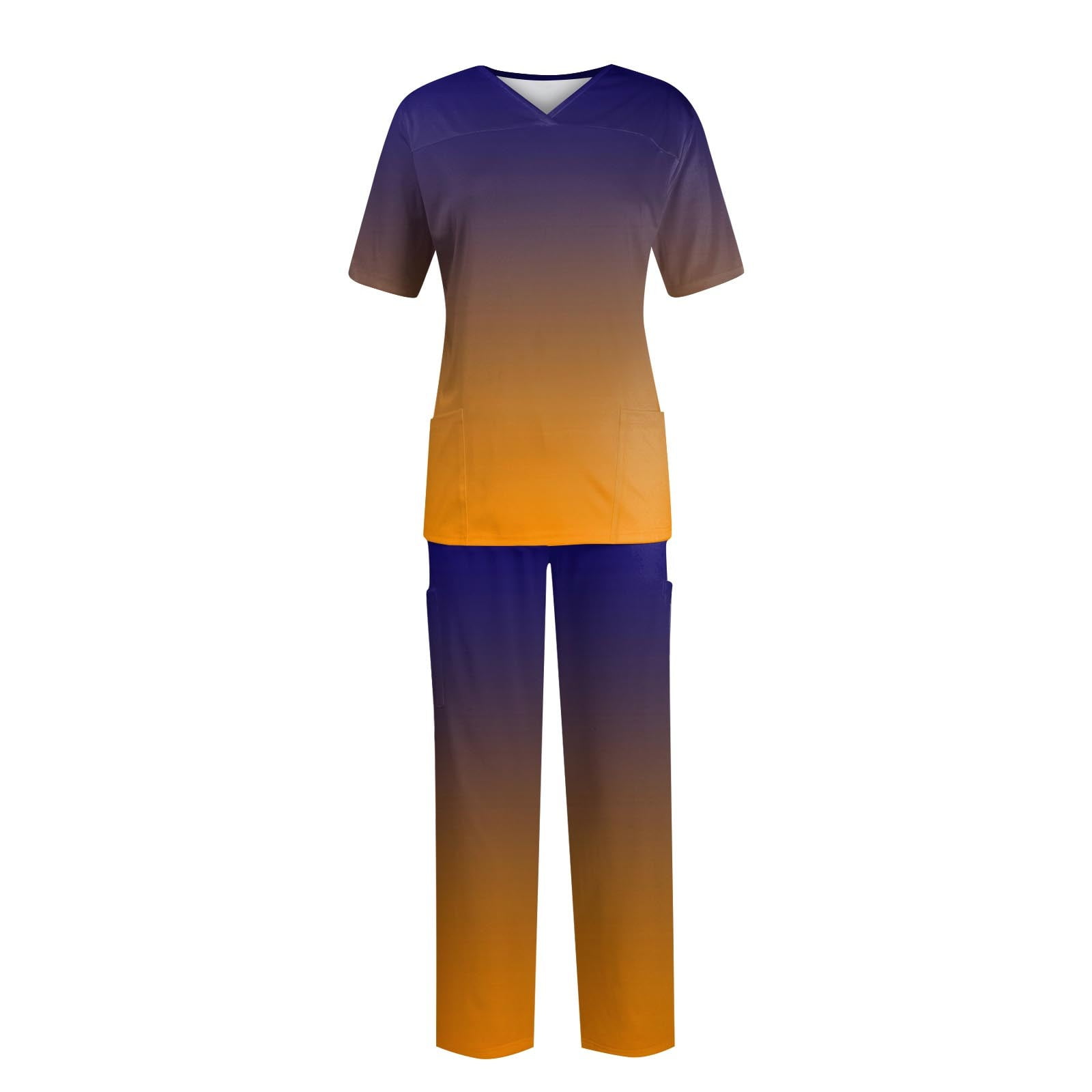 YDKZYMD Women Scrubs Sets with Multiple Pockets Orange 2XL Petite ...
