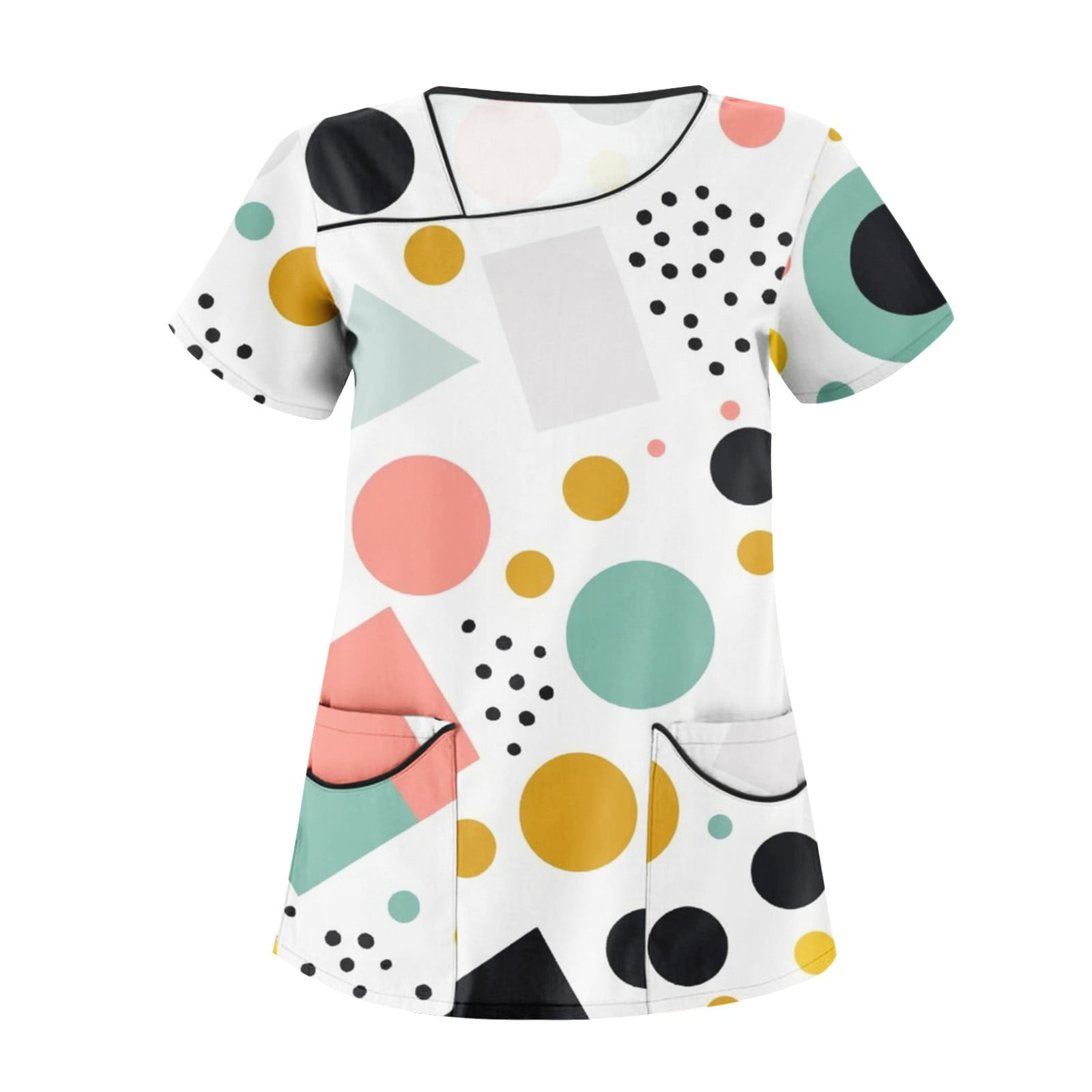 YDKZYMD Women's Scrub Tops Shirts for Women Tie Dye Color Block Graphic ...
