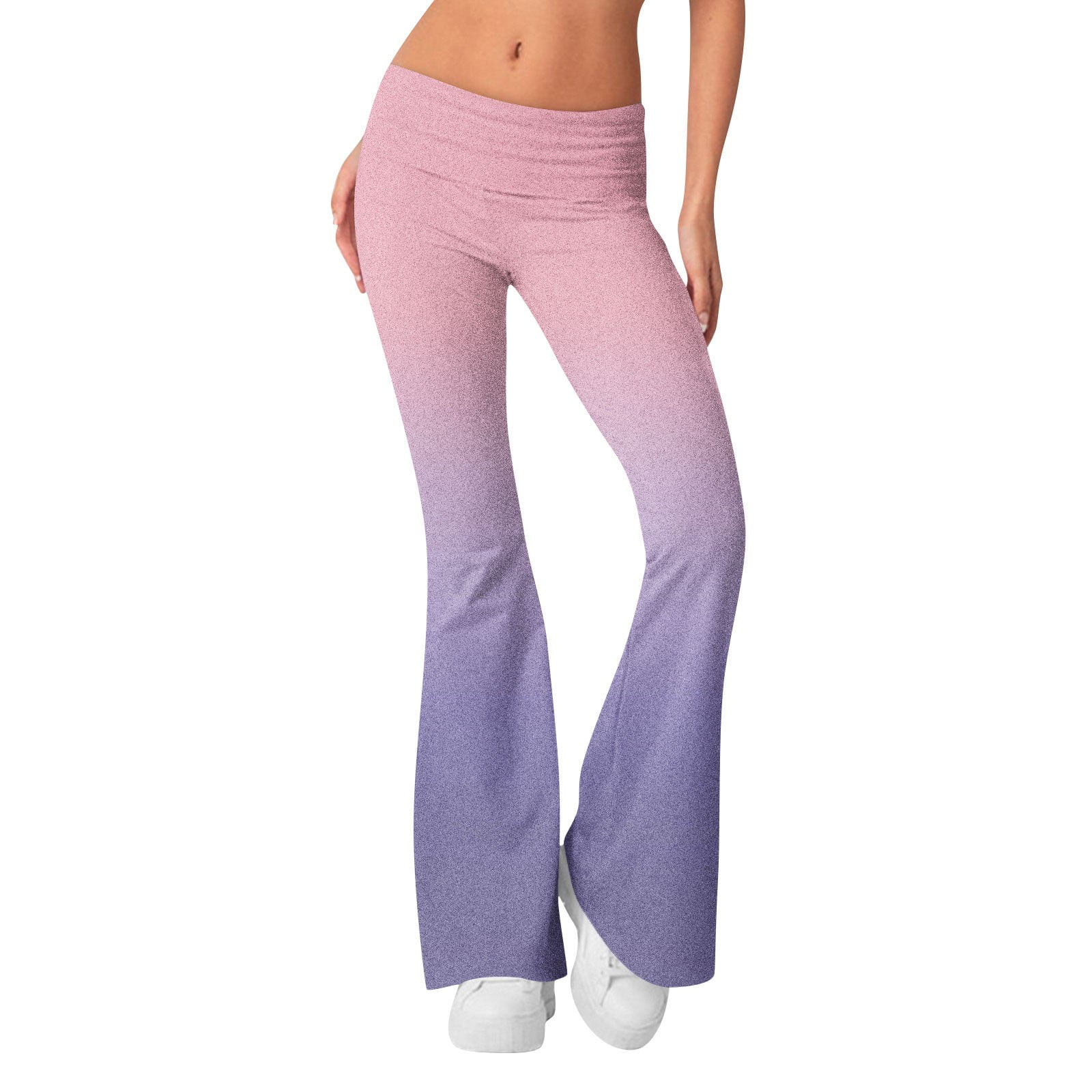 YDKZYMD Womens Active Flare Leggings Foldover Tie Dye Low Rise Wide Leg ...