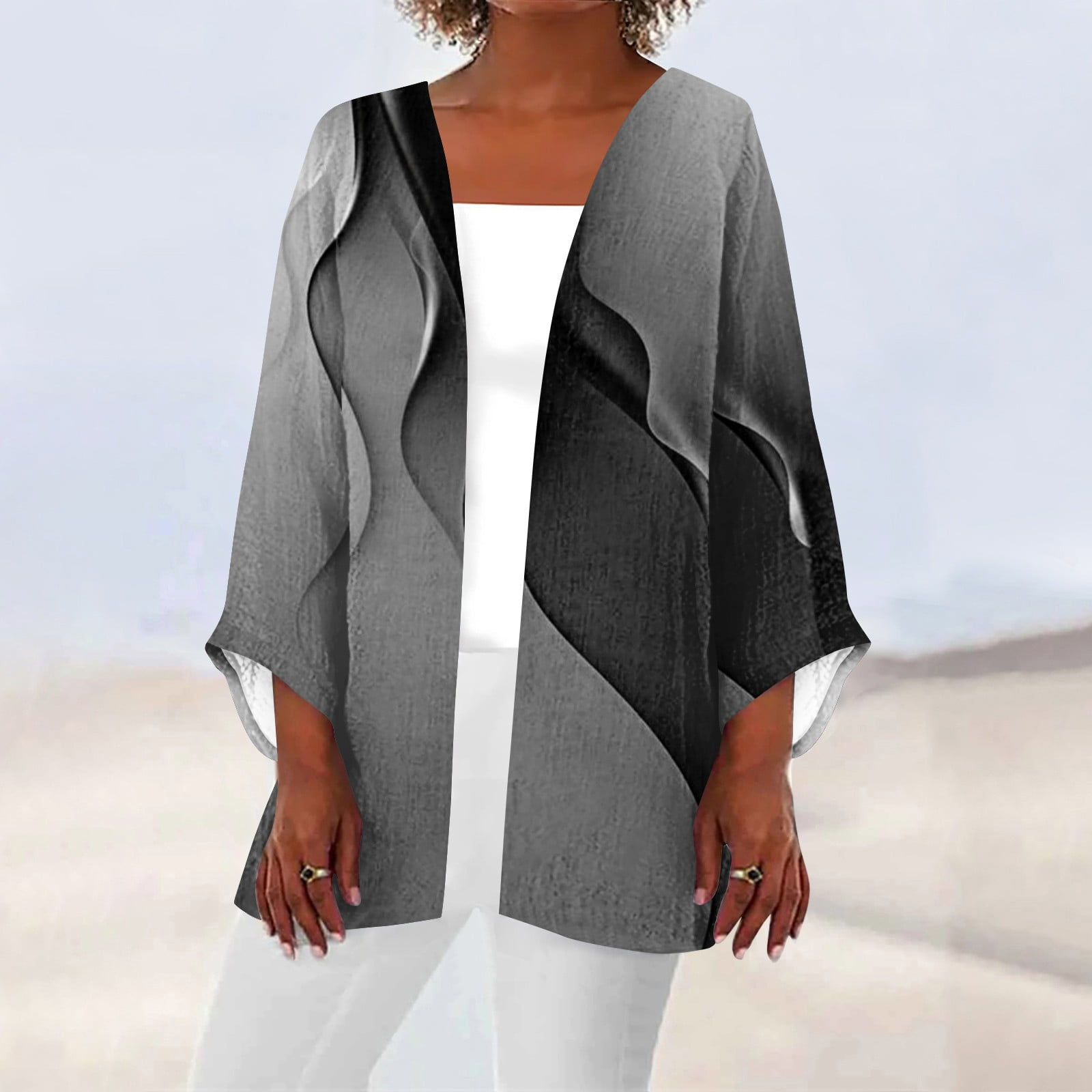 YDKZYMD Womens Cardigans Tie Dye Long Sleeve Plus Size Summer Cover Up ...