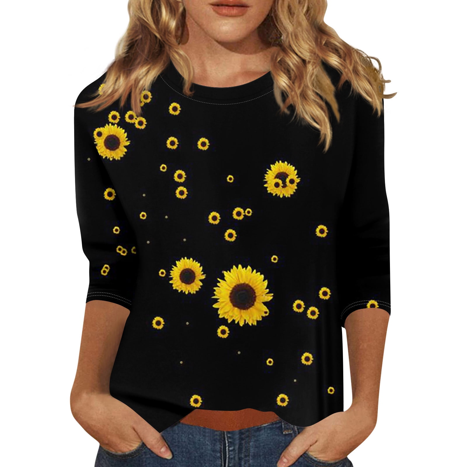 Ydkzymd Womens Long Sleeve T Shirts With 3 4 Sleeves Loose Fit
