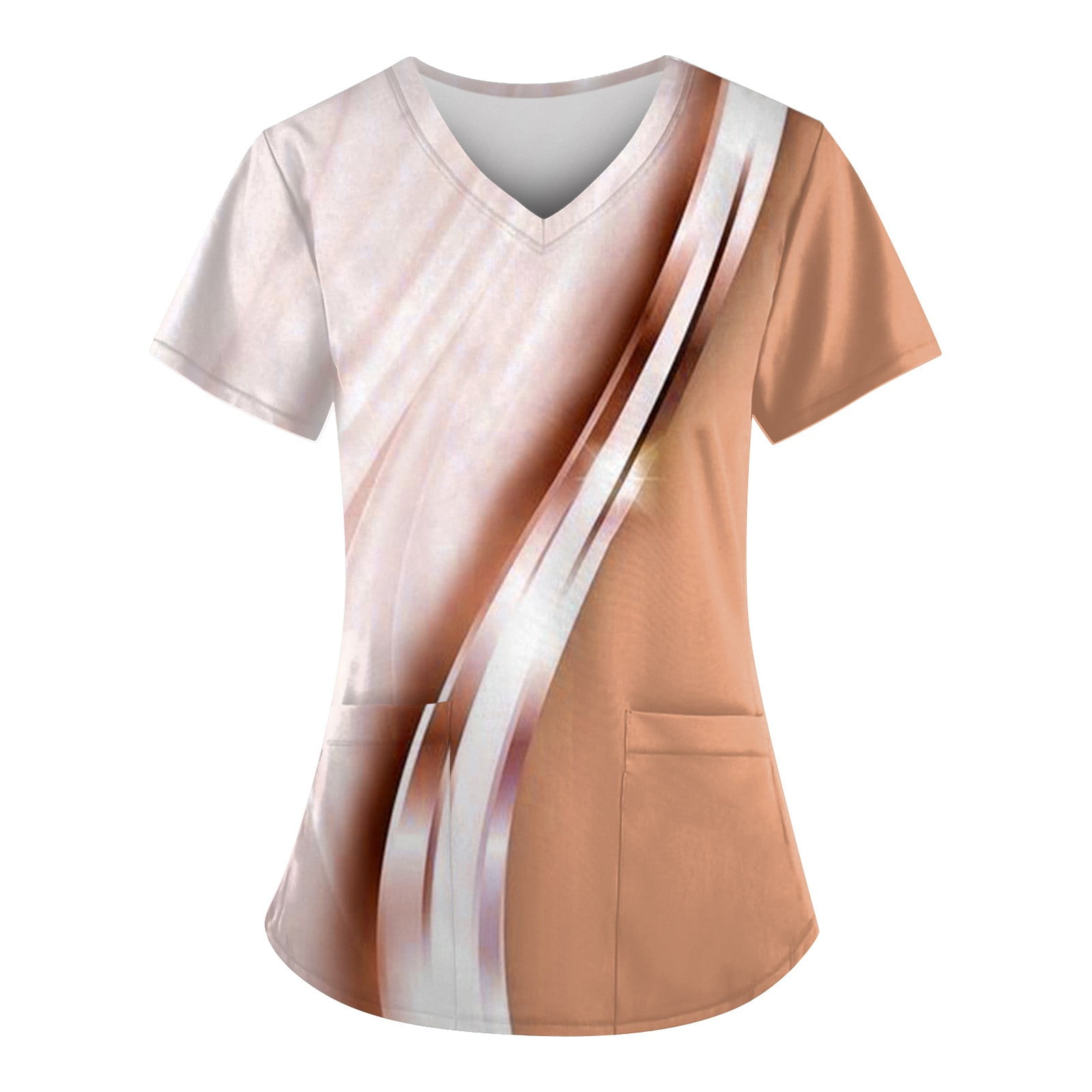 YDKZYMD Womens Scrub Tops Sets Nursing Tie Dye Marble Graphic V Neck ...