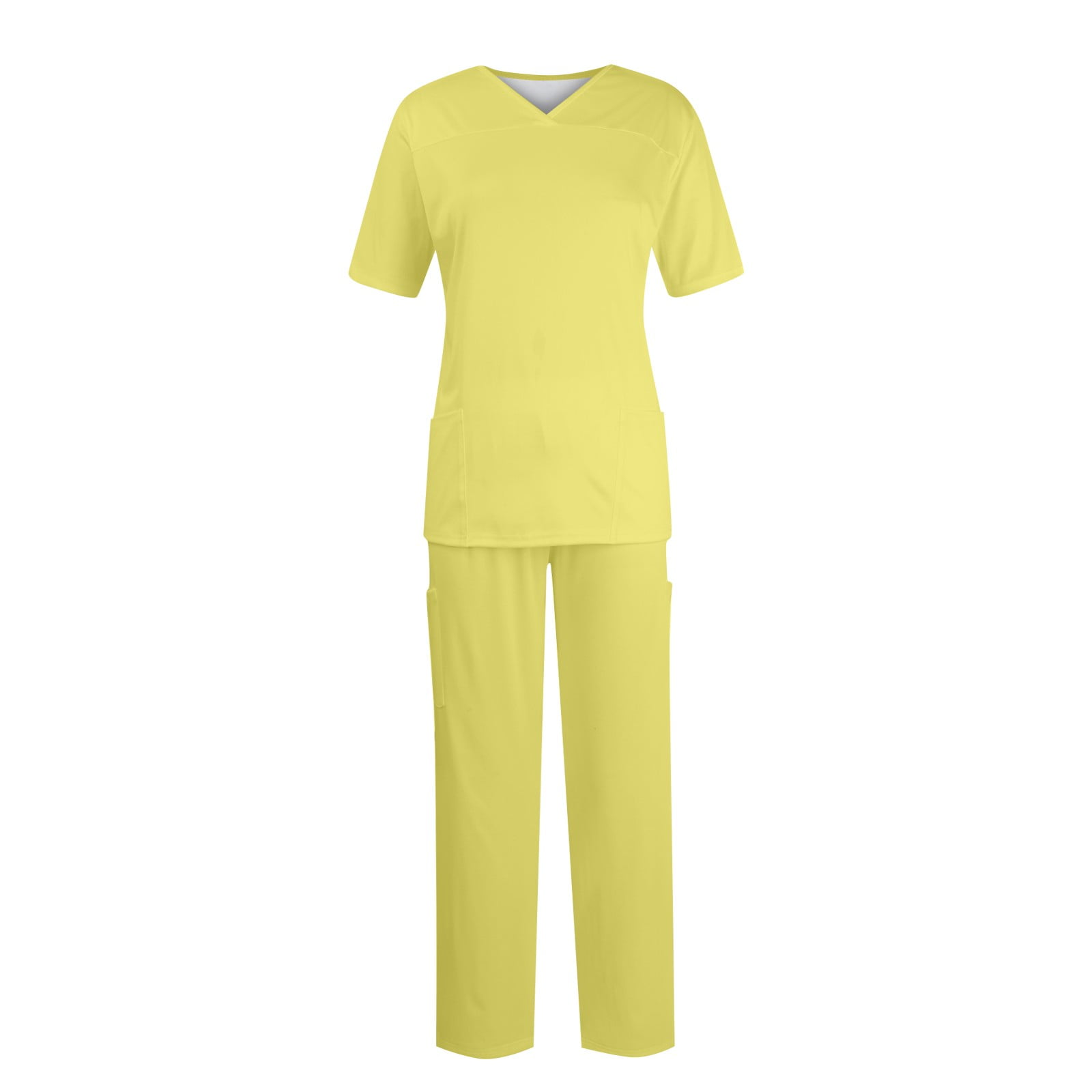 YDKZYMD Uniform Scrubs Sets Women 5XL Yellow with Pockets Nursing ...