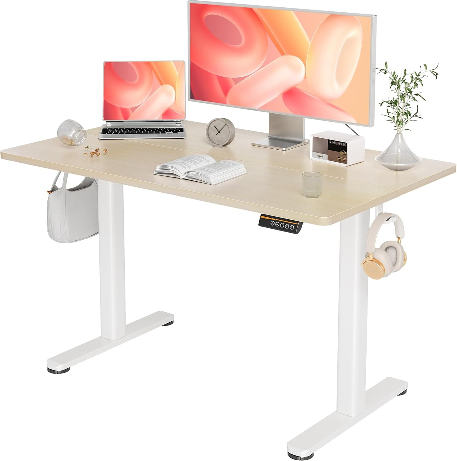 YDN Electric Standing Desk Adjustable Height, 48 x 24 Inches Stand up ...