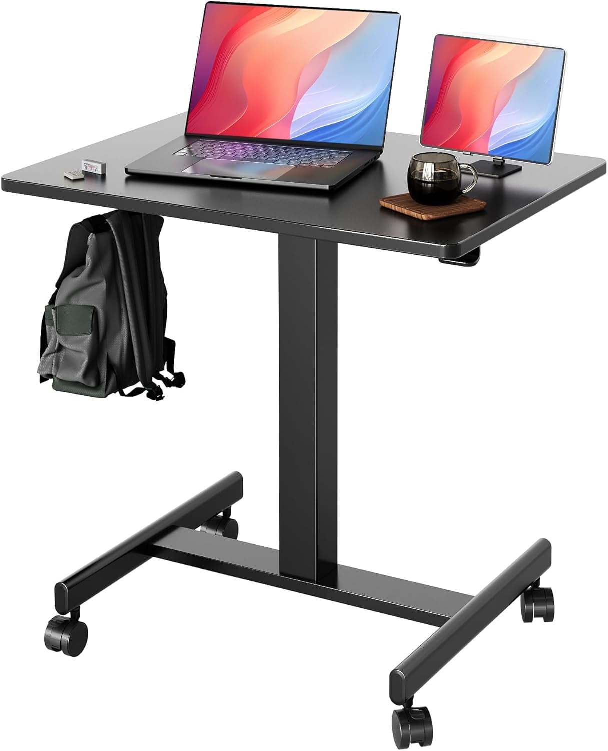 YDN Mobile Standing Desk with Lockable Wheels, Adjustable Height ...