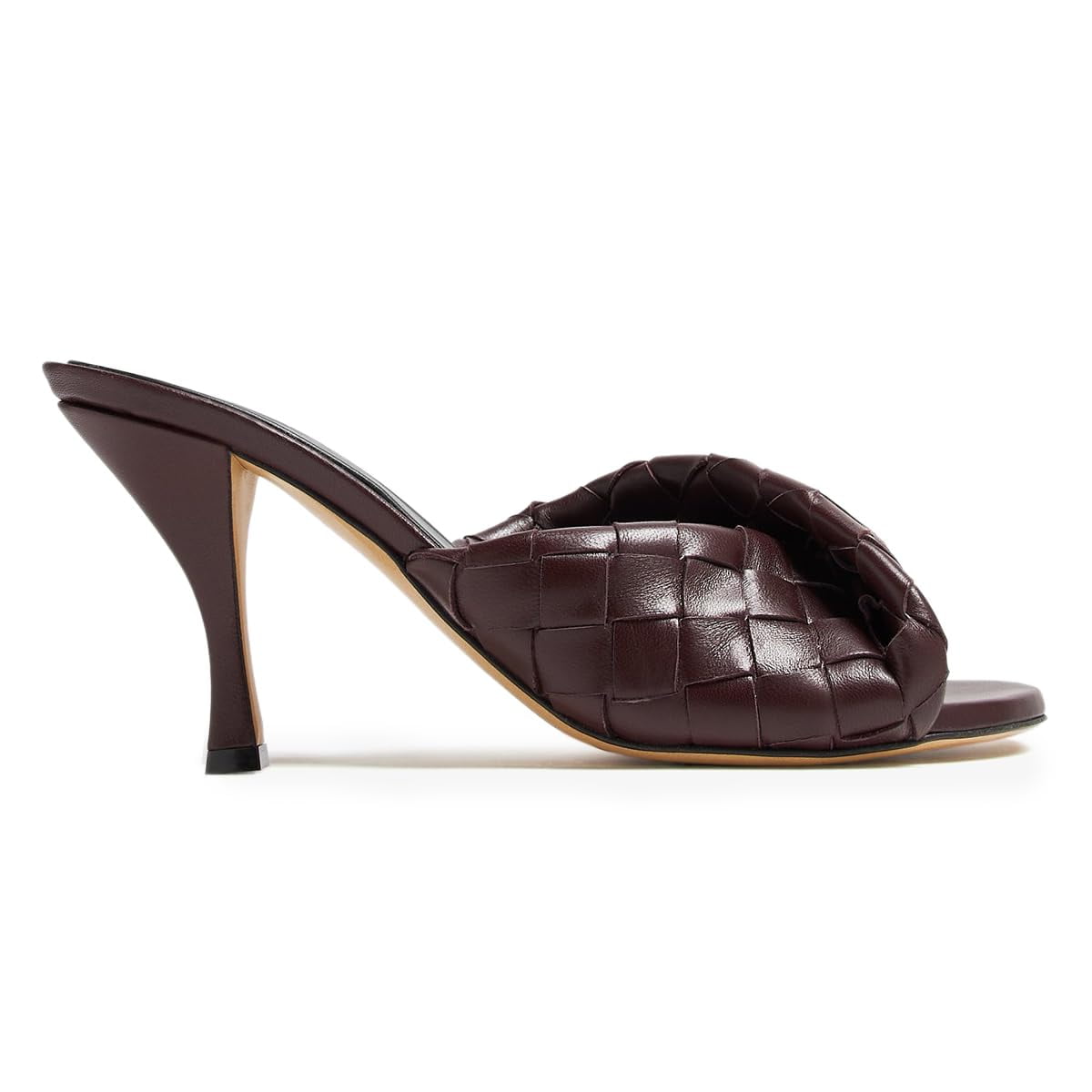 YDN Women Checkered Open Round Toe Mules Slip on Mid Cone Heels Fashion ...