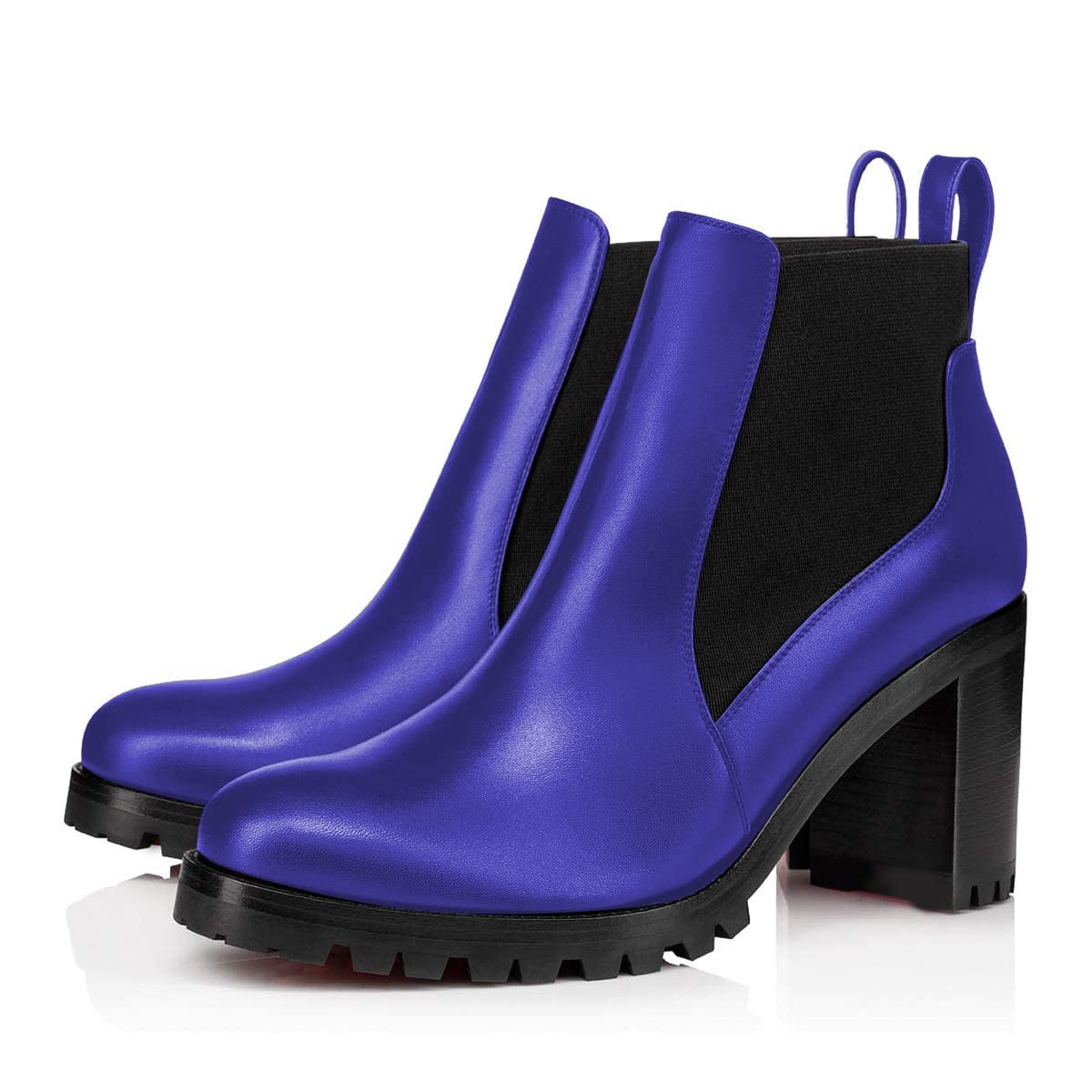 YDN Women Classic Combat Chelsea Chunky Mid Heel Ankle Boots Slip On ...