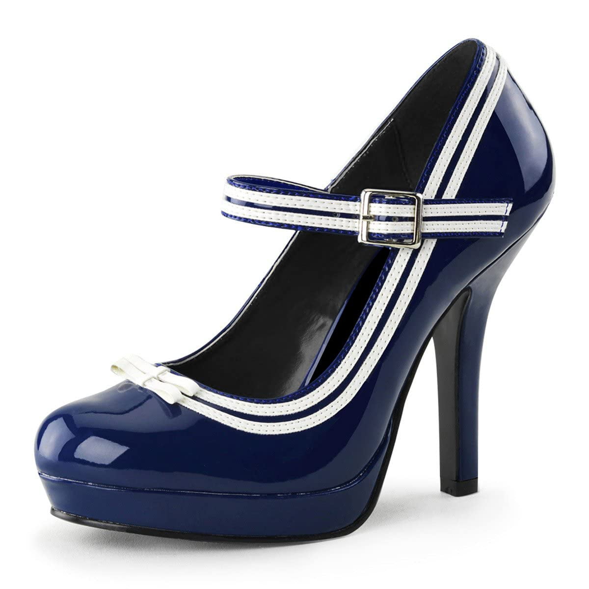 YDN Women Classic Platform Round Closed Toe Pumps Single Buckle Strap ...