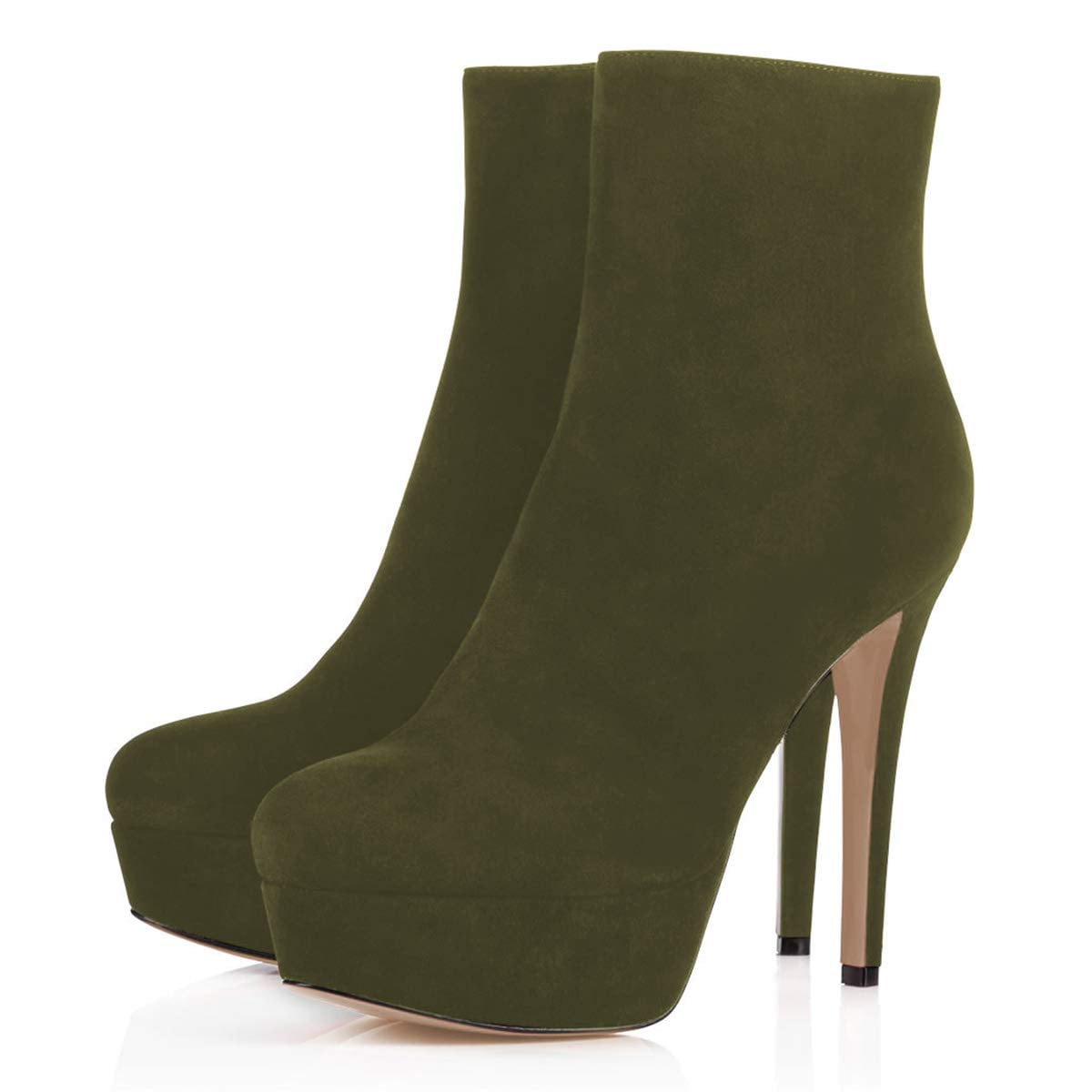 YDN Women Classic Platform Stiletto High Heel Booties Round Closed Toe ...