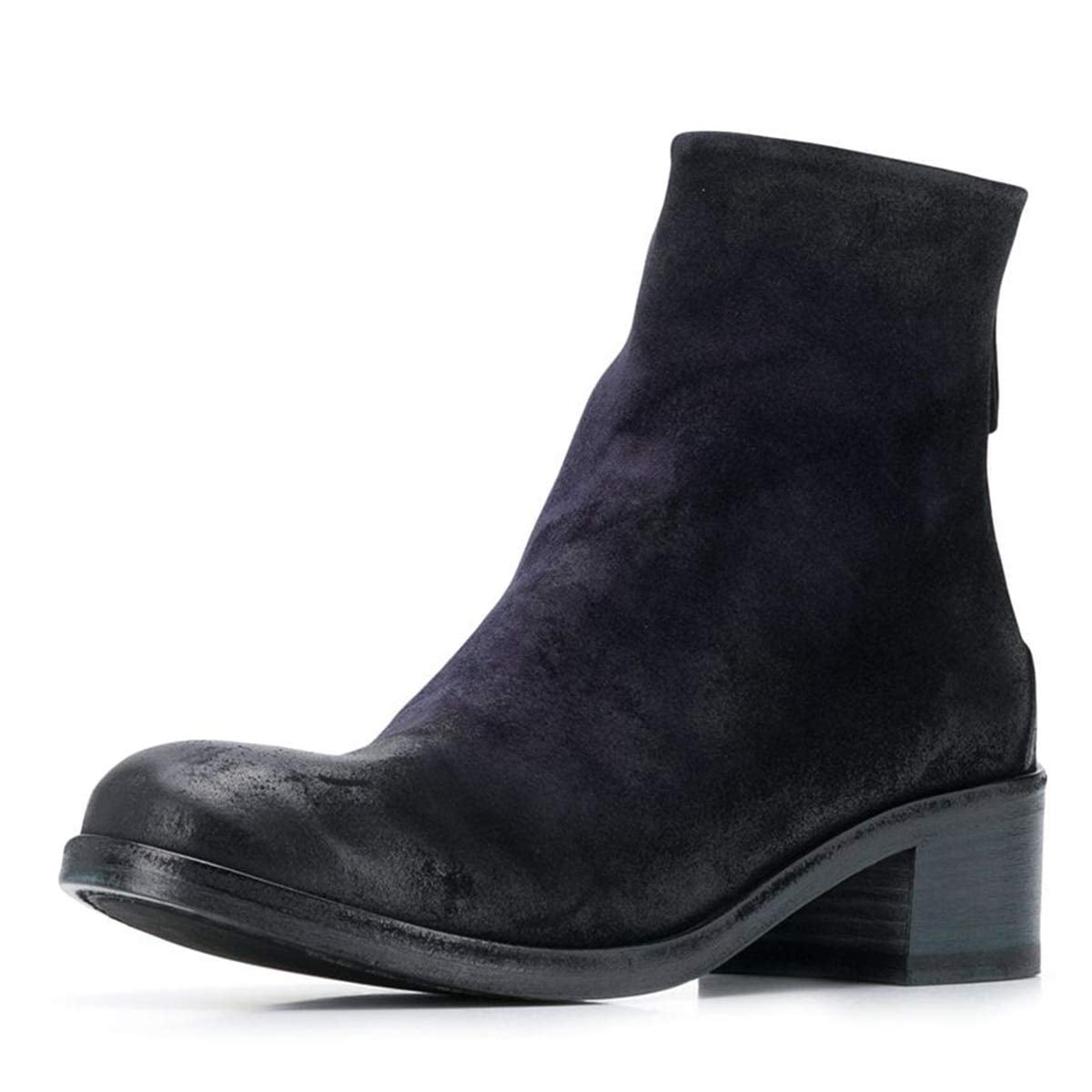 YDN Women Classic Round Toe Ankle Boots Block Low Chunky Heels Back ...