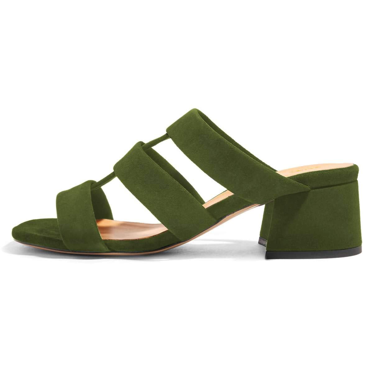 YDN Women Cute Round Open Toe Chunky Mid Heel Strappy Gladiator Sandals ...