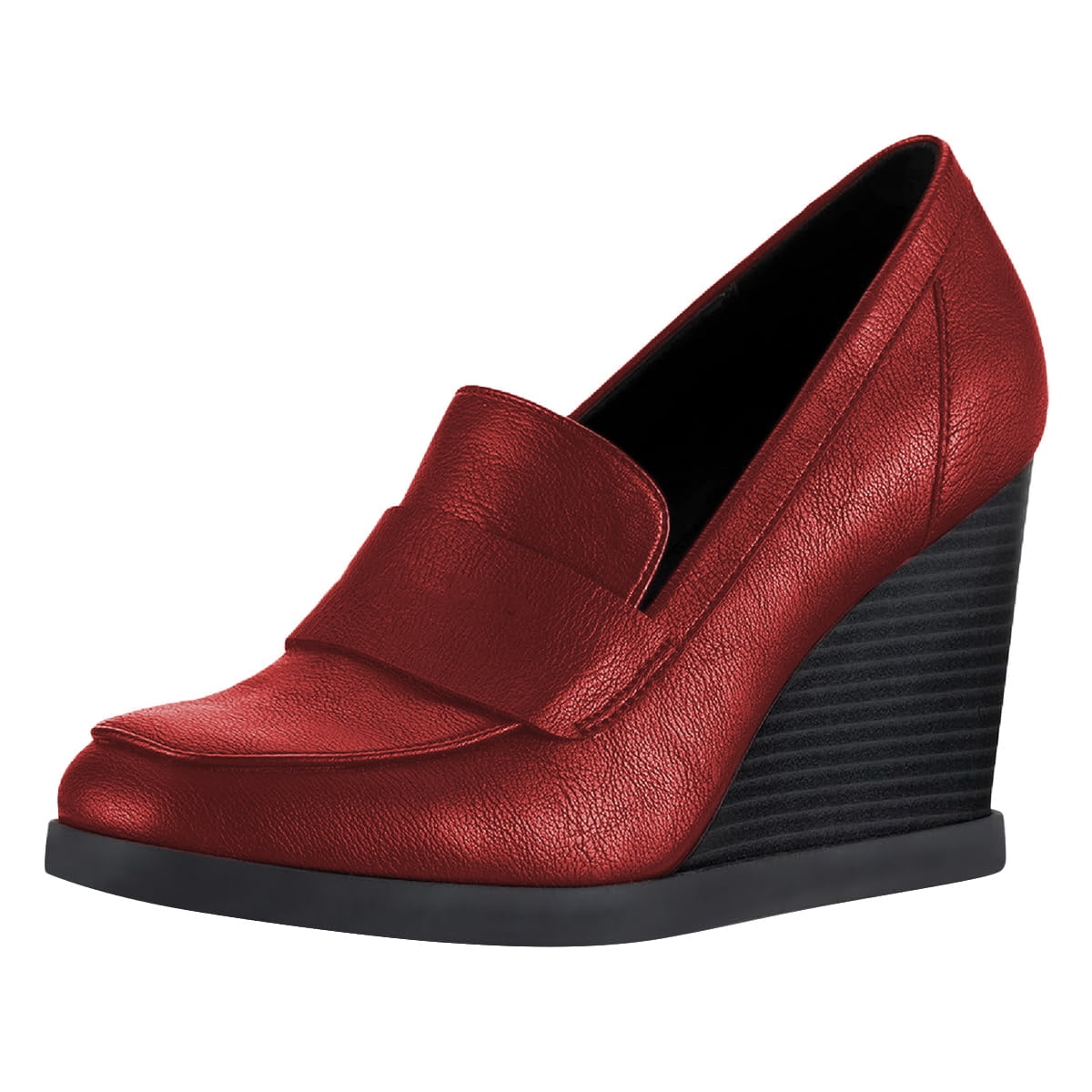 YDN Women Dressy Loafers Pumps Square Closed Toe Slip On Wedge High ...